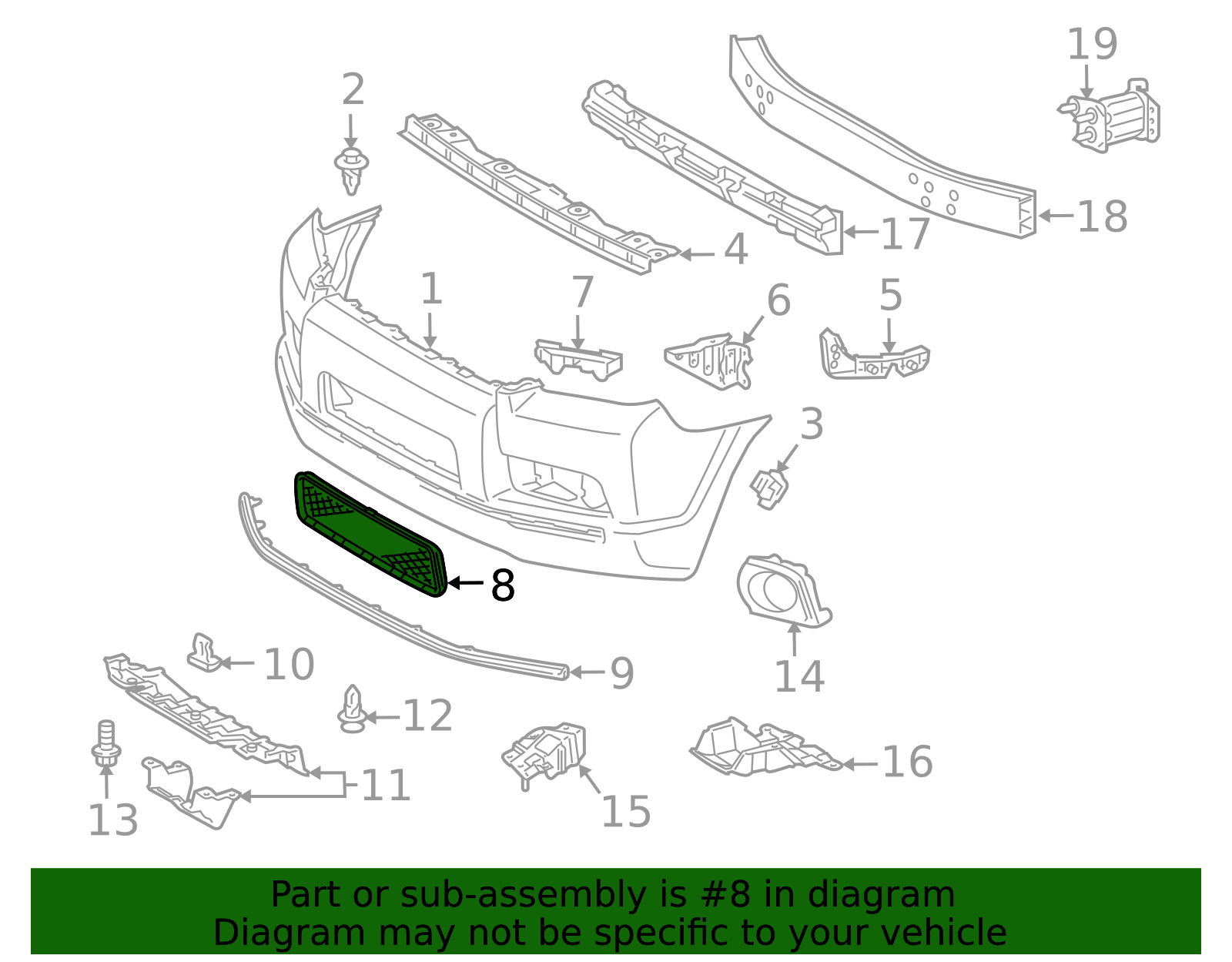 2010-2013 Toyota 4Runner Lower Grille 53112-35050 | MotorMotor