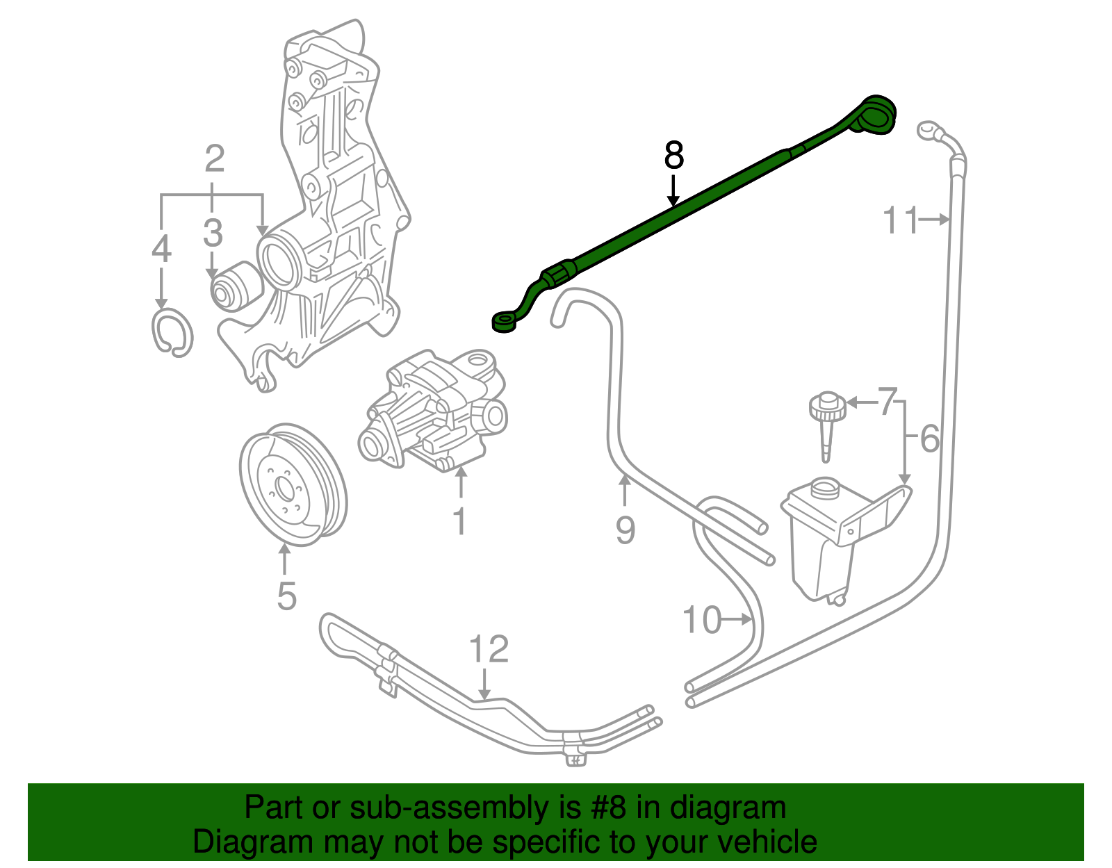 8D1-422-893-AL - Power Steering Pressure Hose 1998-2005 Volkswagen ...