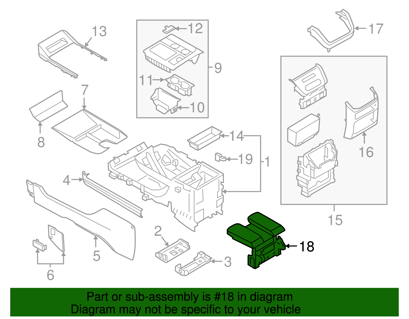 KL7Z-7806024-AE - Armrest Assembly 2018-2021 Lincoln Navigator | Ford Parts Direct