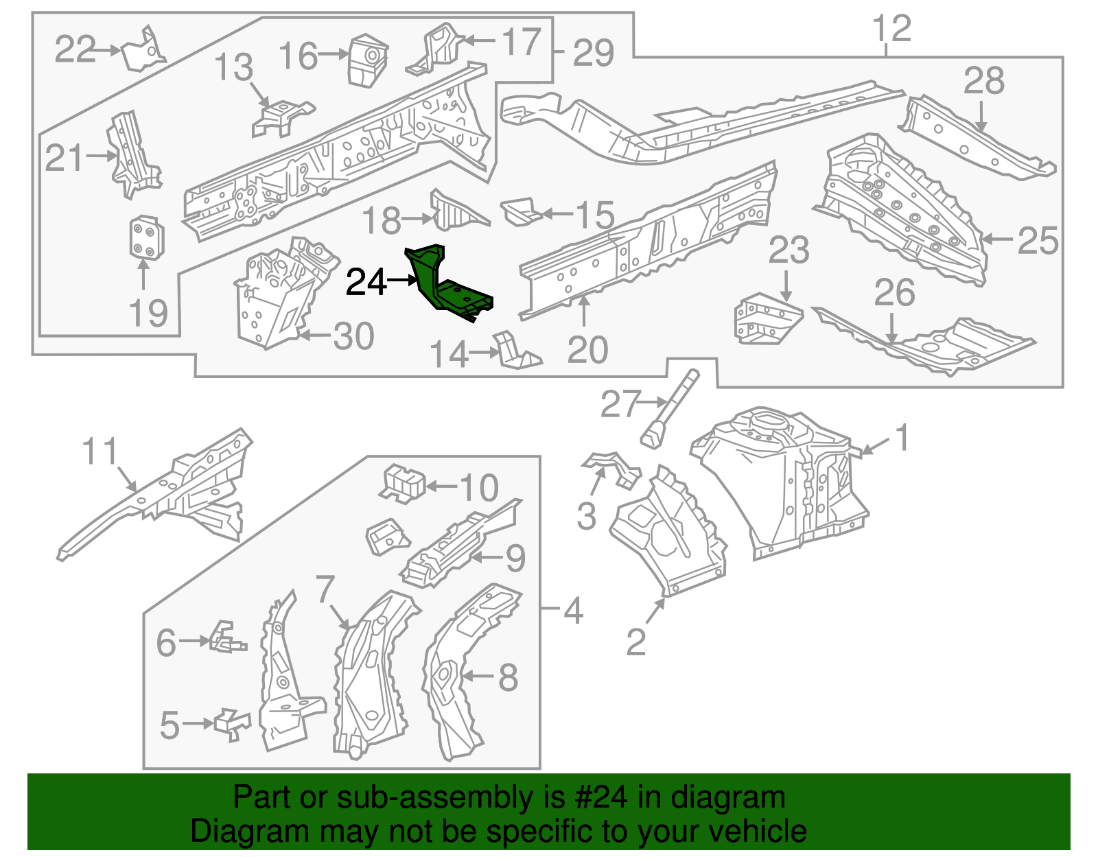 2016-2025 GM Passenger Side Floor Panel Number 1 Cross Bar Extension ...
