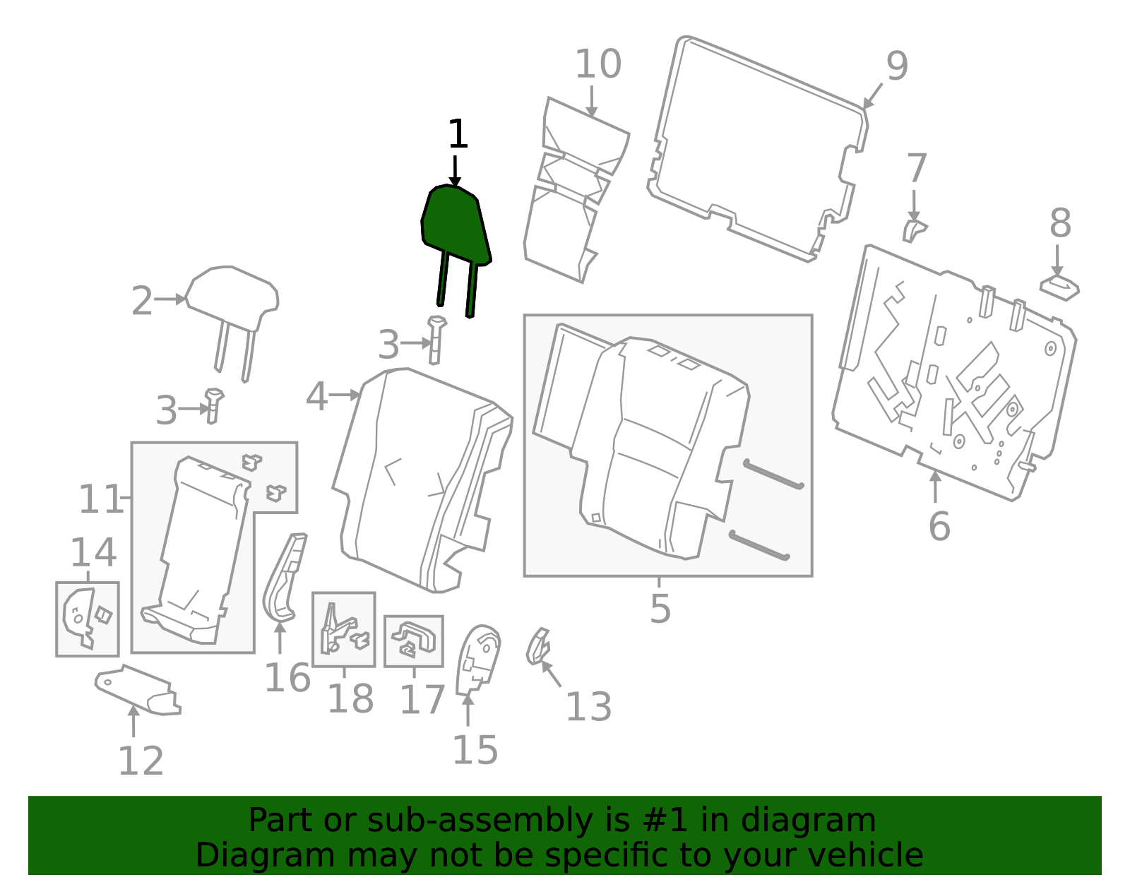 81340-TGS-A01ZA - Headrest Assembly Middle (Outer)(Type V) - 2019 2020 ...