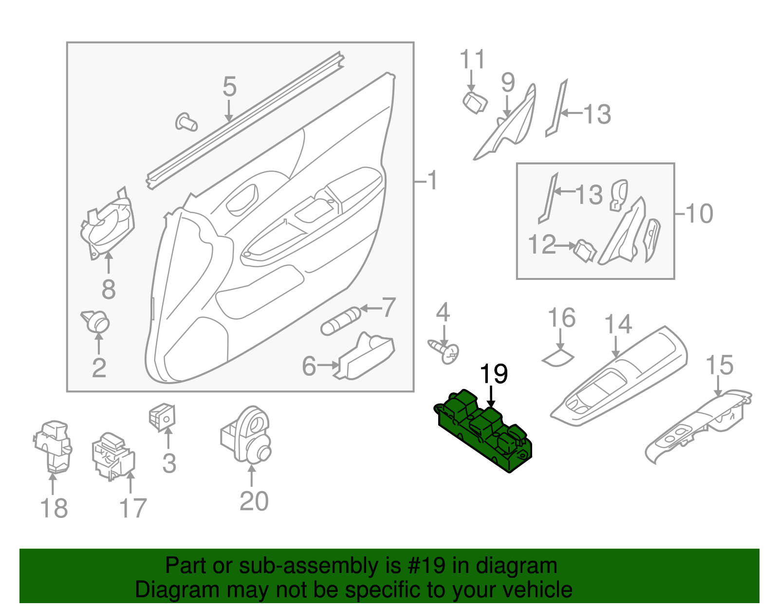 2011-2013 Subaru Forester Window Switch 83071SC090 | Subaru Parts Guys