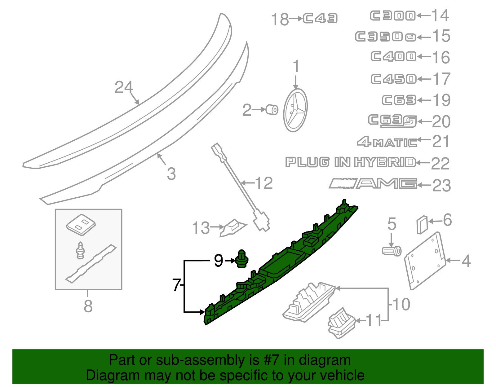 205-740-12-00-64 - Handle Molding 2016-2021 Mercedes-Benz | Mercedes ...