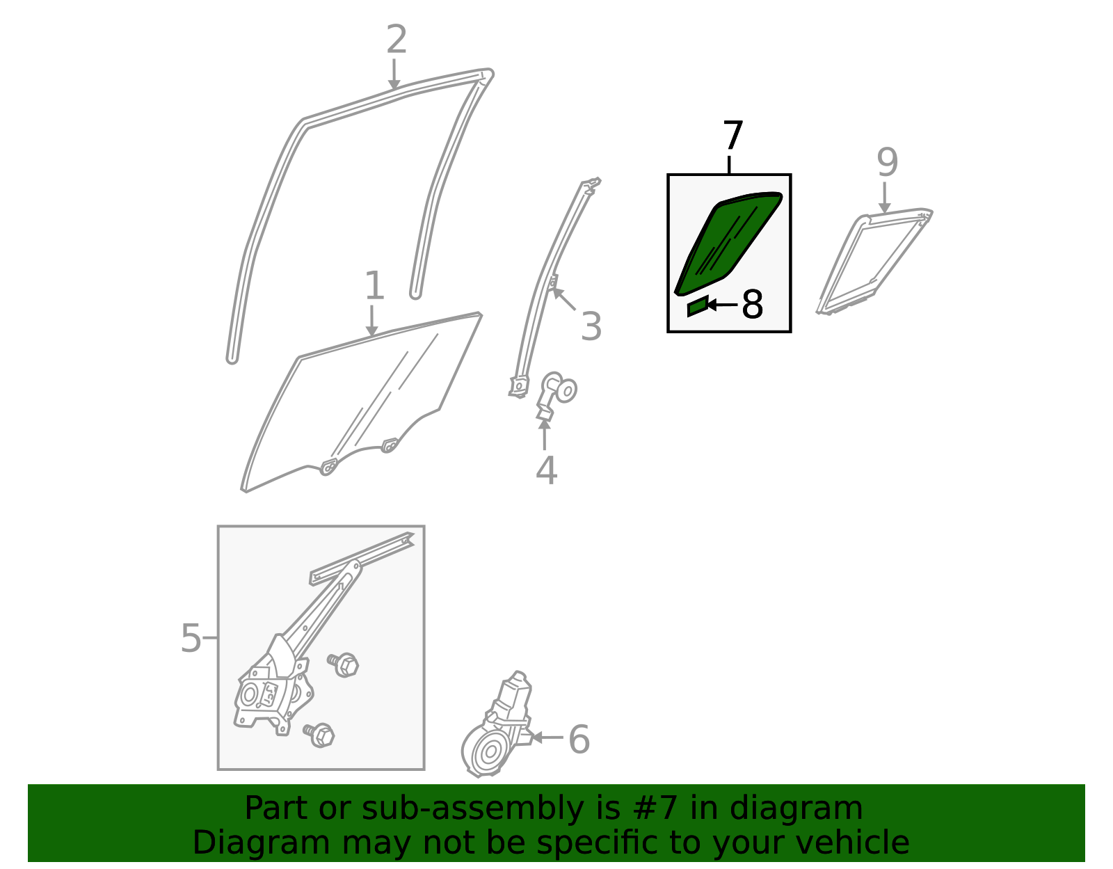 73405-TM8-A00 - 2010-2014 Honda Insight - Glass R Rear Door Quarter ...