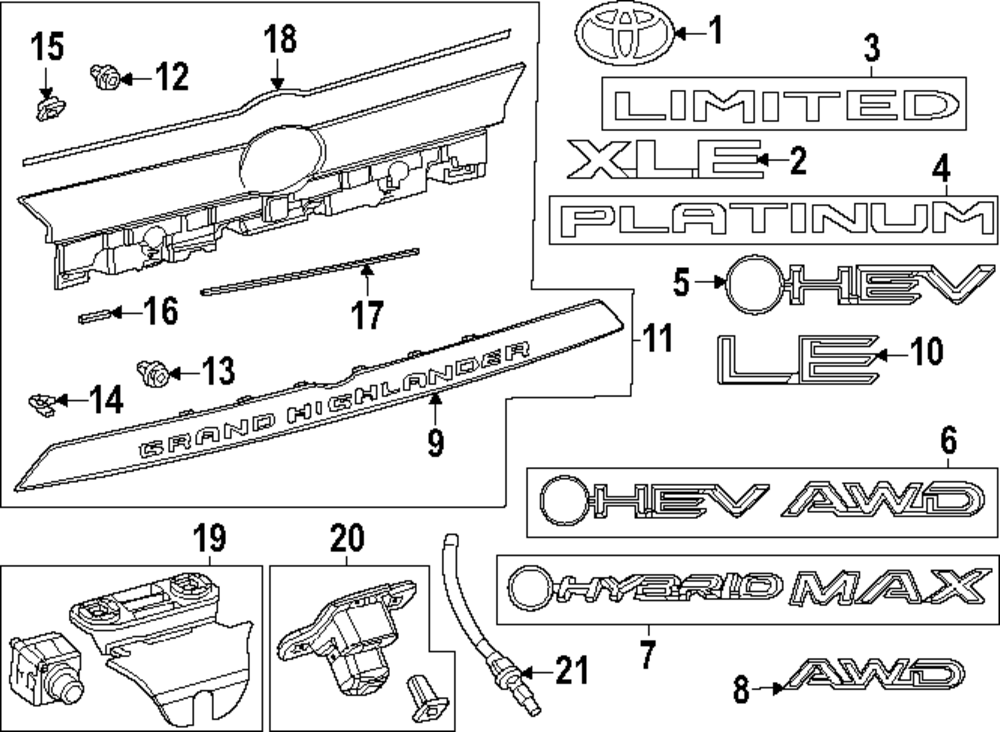 75444-0E320 - Hatch Emblem 2024-2025 Toyota Grand Highlander | Express ...