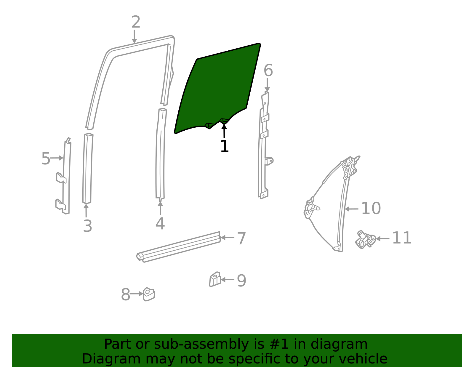 2022-2025 Toyota Tundra 2022-2024 Toyota Tundra - Door Glass 68103 ...