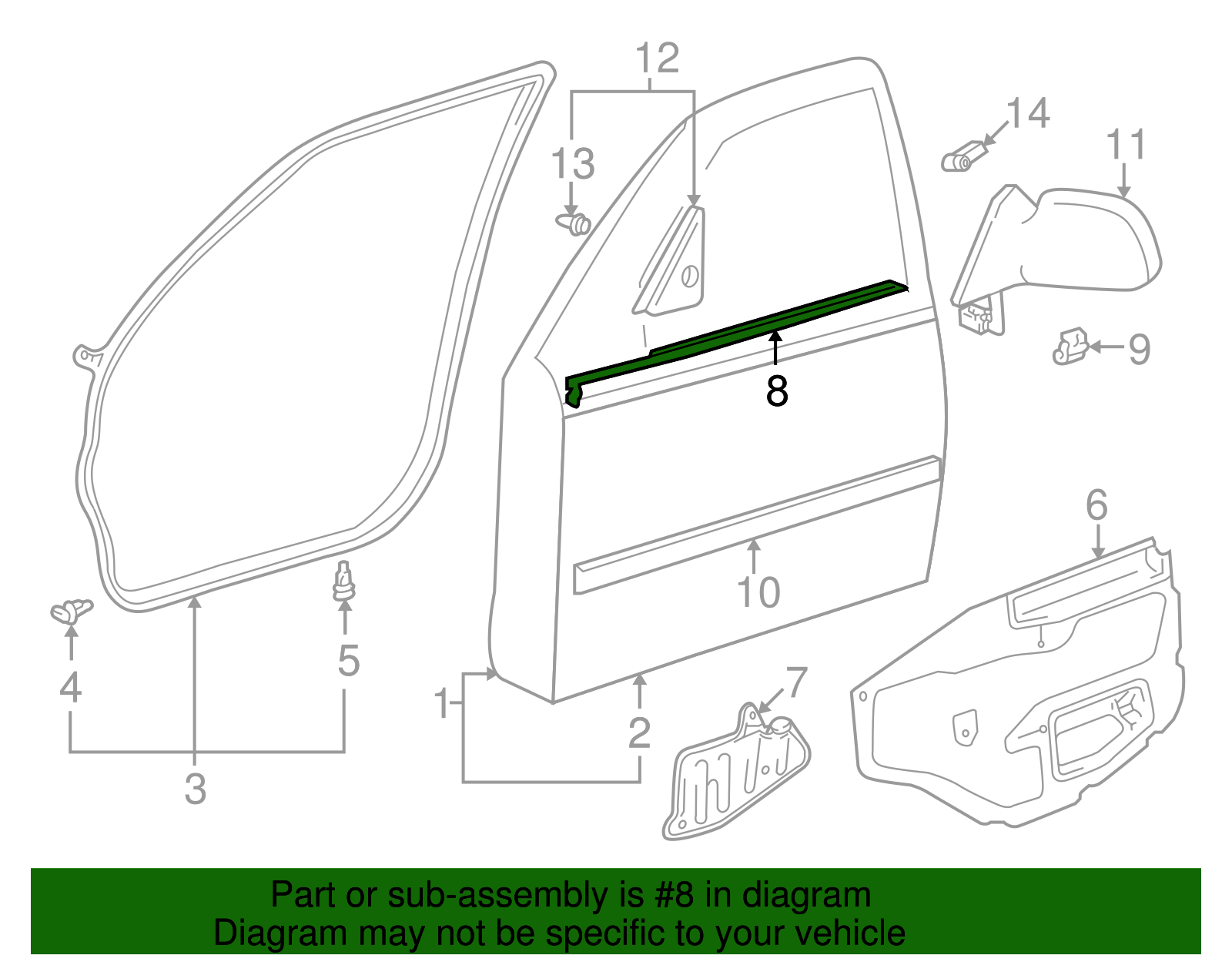 1998-2002 Toyota Corolla Door Belt Molding (Right, Front) 75710-02050 ...