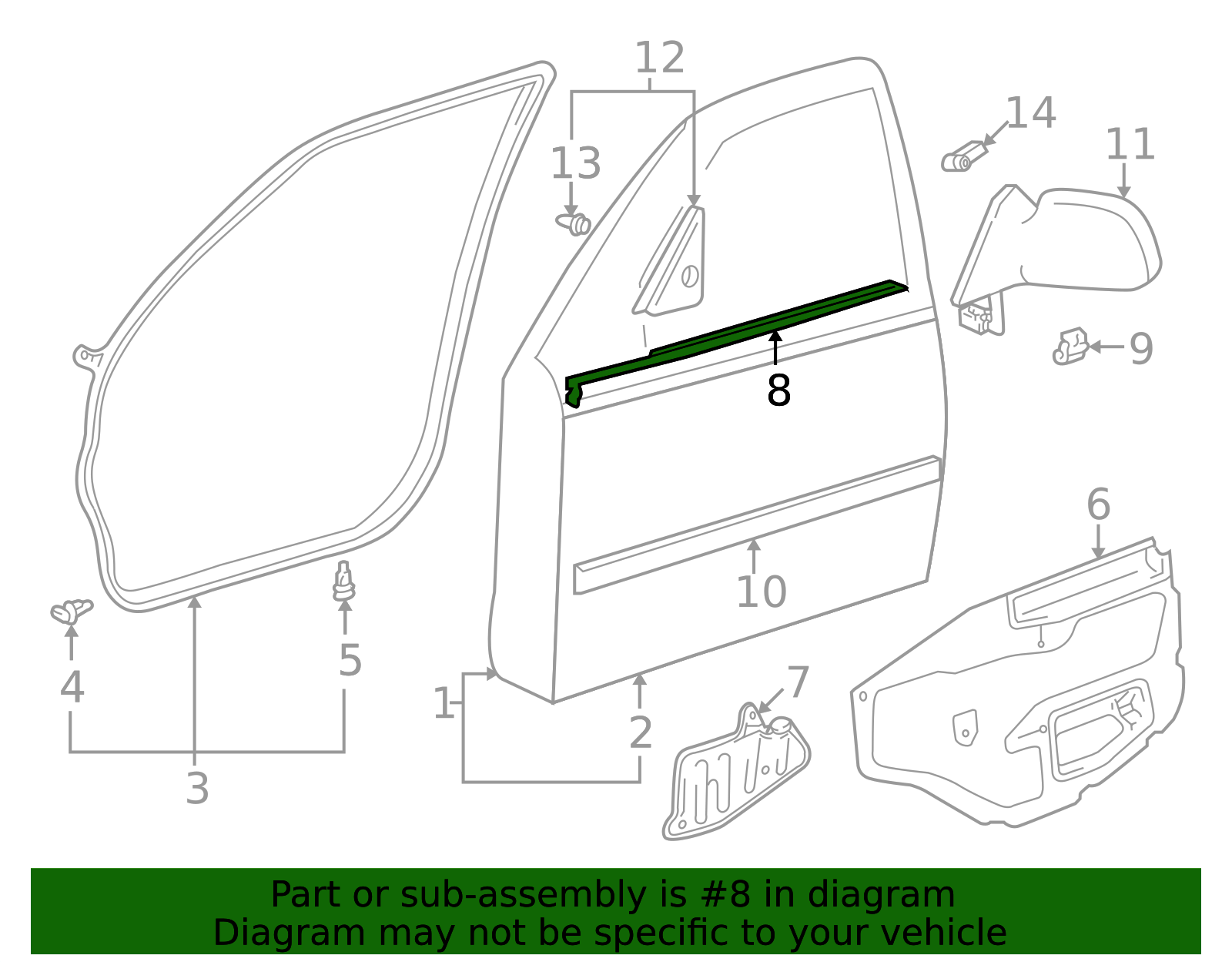 1998-2002 Toyota Corolla Door Belt Molding (Left, Front) 75720-02050 ...