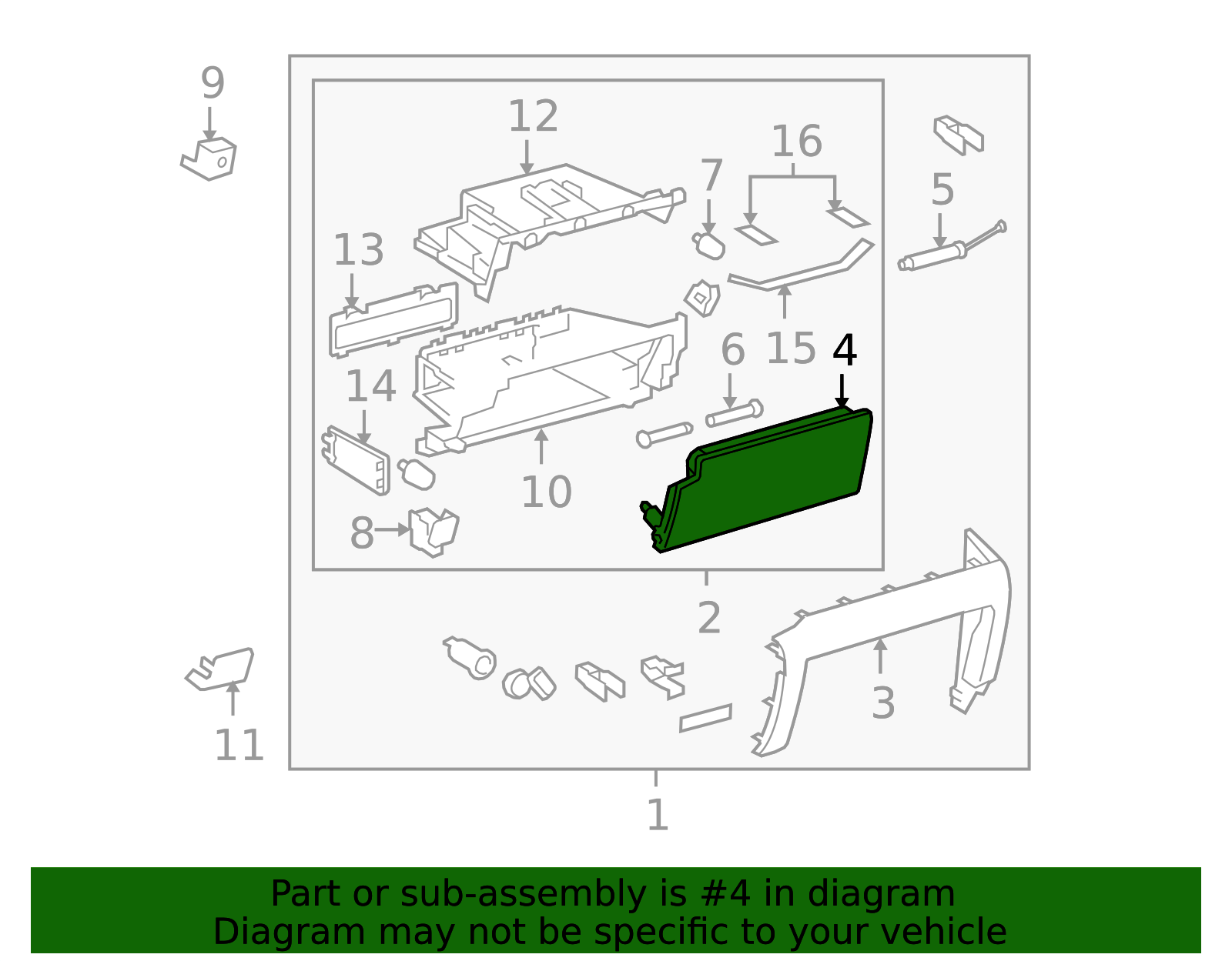 Genuine Official Toyota Glove Box Door part# 55501-35011-E0 for 2010 ...