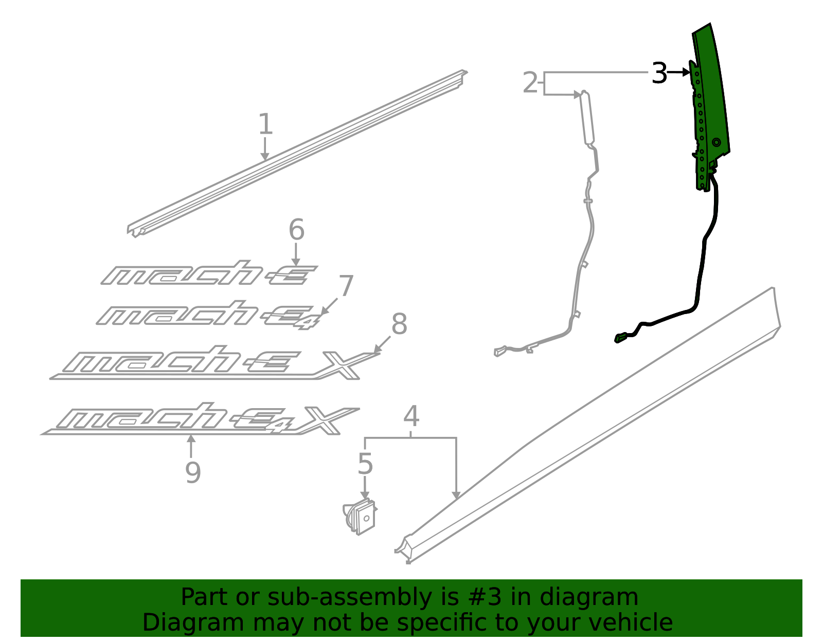 2021-2025 Ford Mustang Mach-E | Rear Applique | LJ8Z-5820555-AC | Walls ...