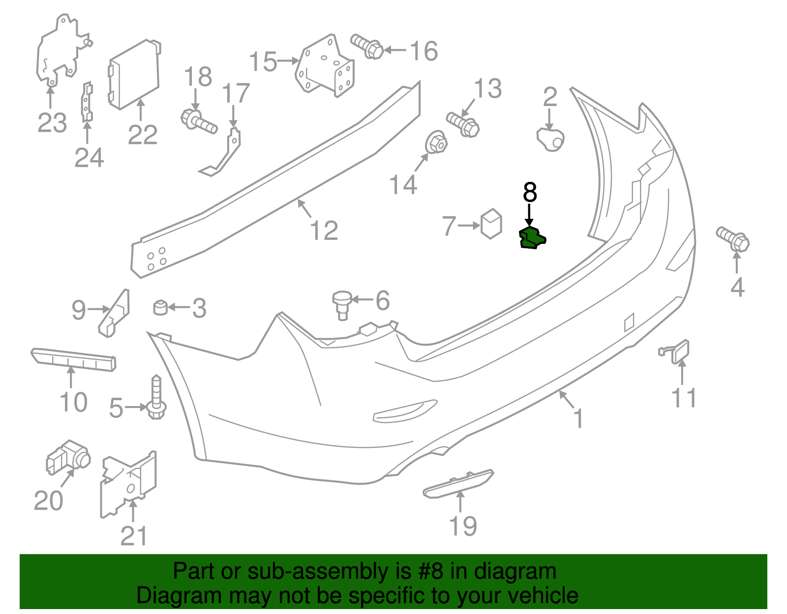 85284-EG000 (85284eg000) - 2006-2020 Infiniti Bumper Cover Retainer ...