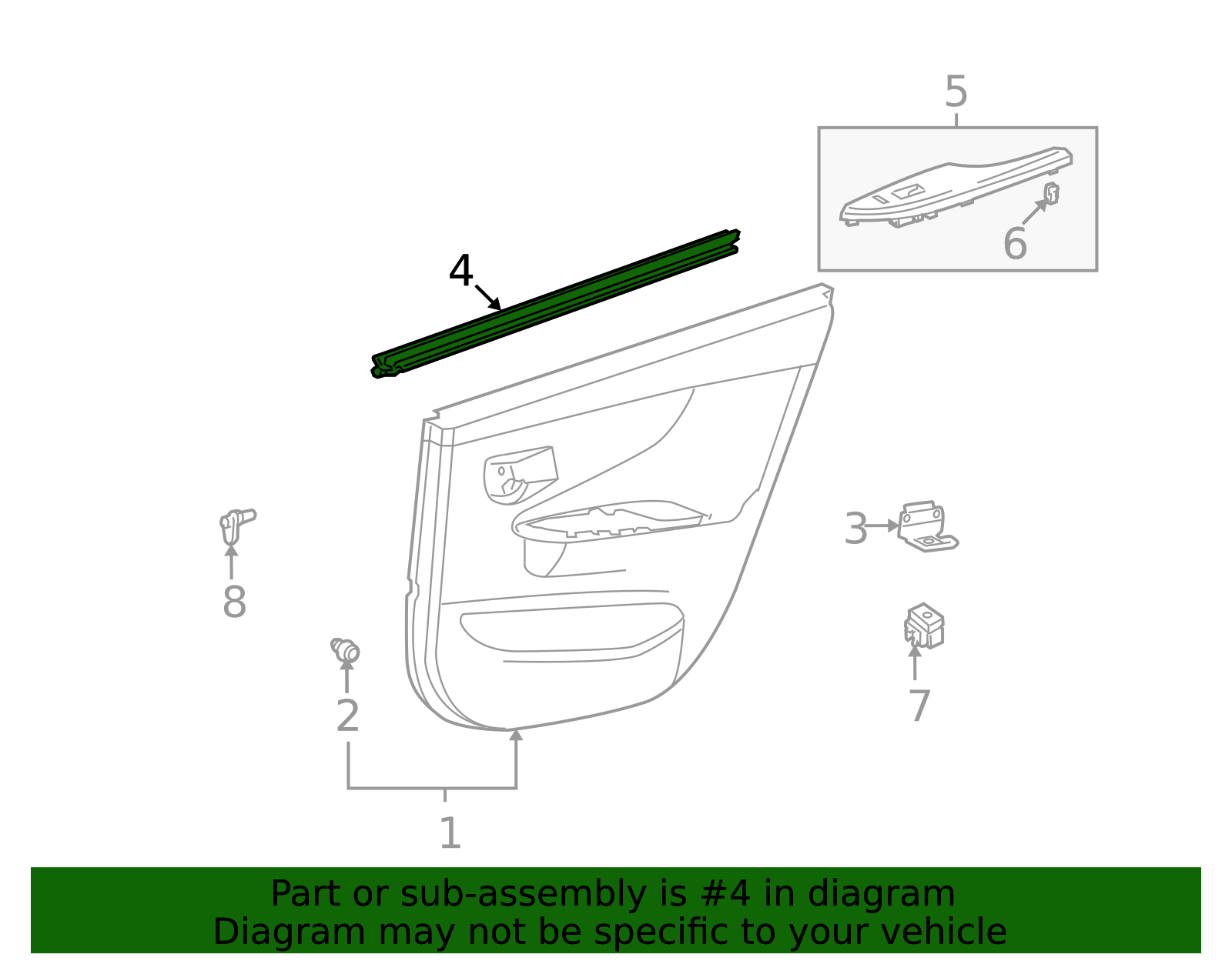 Genuine Official Toyota Door Window Belt Weatherstrip (Left, Rear) part ...