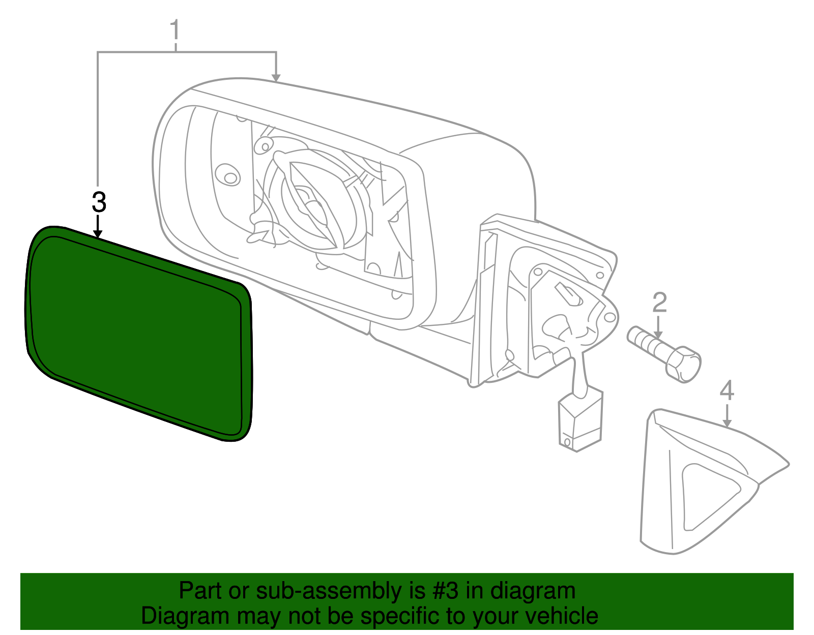 2009 Kia Borrego Mirror Glass - Driver's Side (LH) 87611-2J400 ...