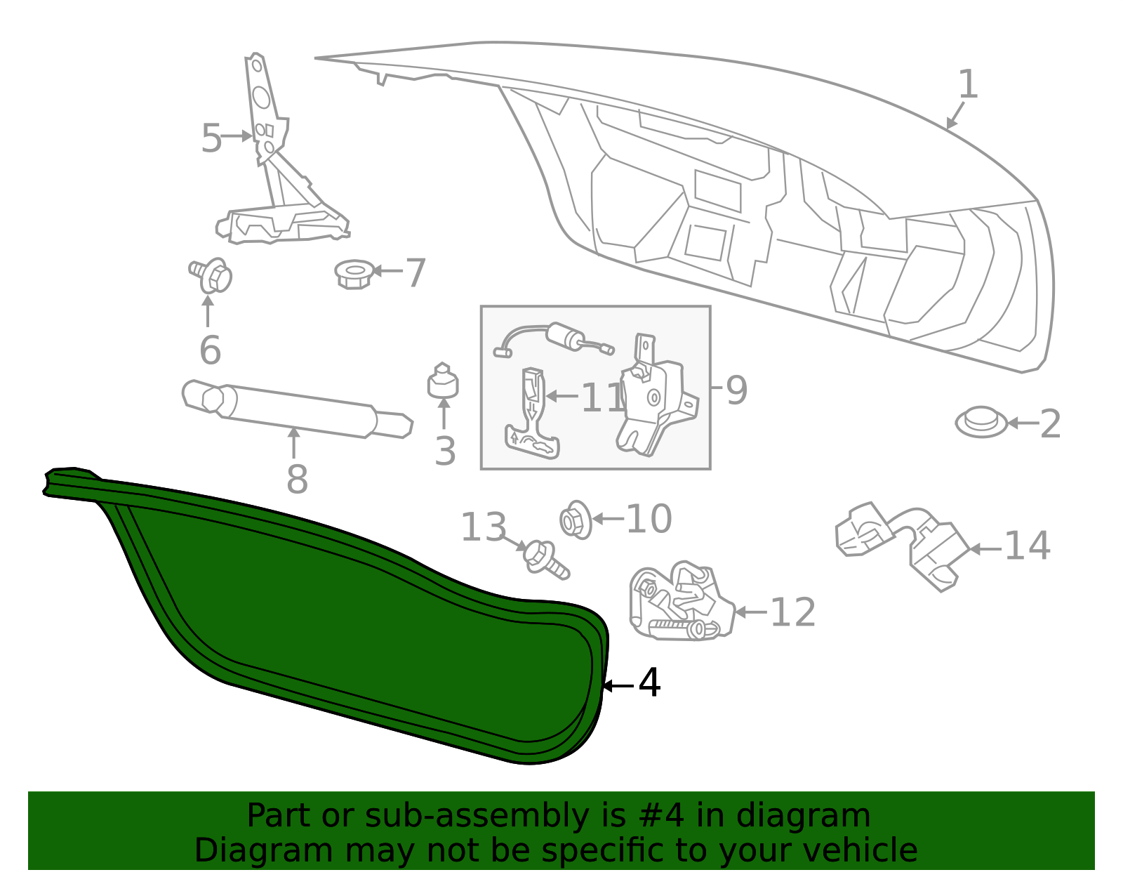 2013-2016 Lincoln MKS | Weatherstrip | DA5Z-5443720-A | Walls' Ford Parts