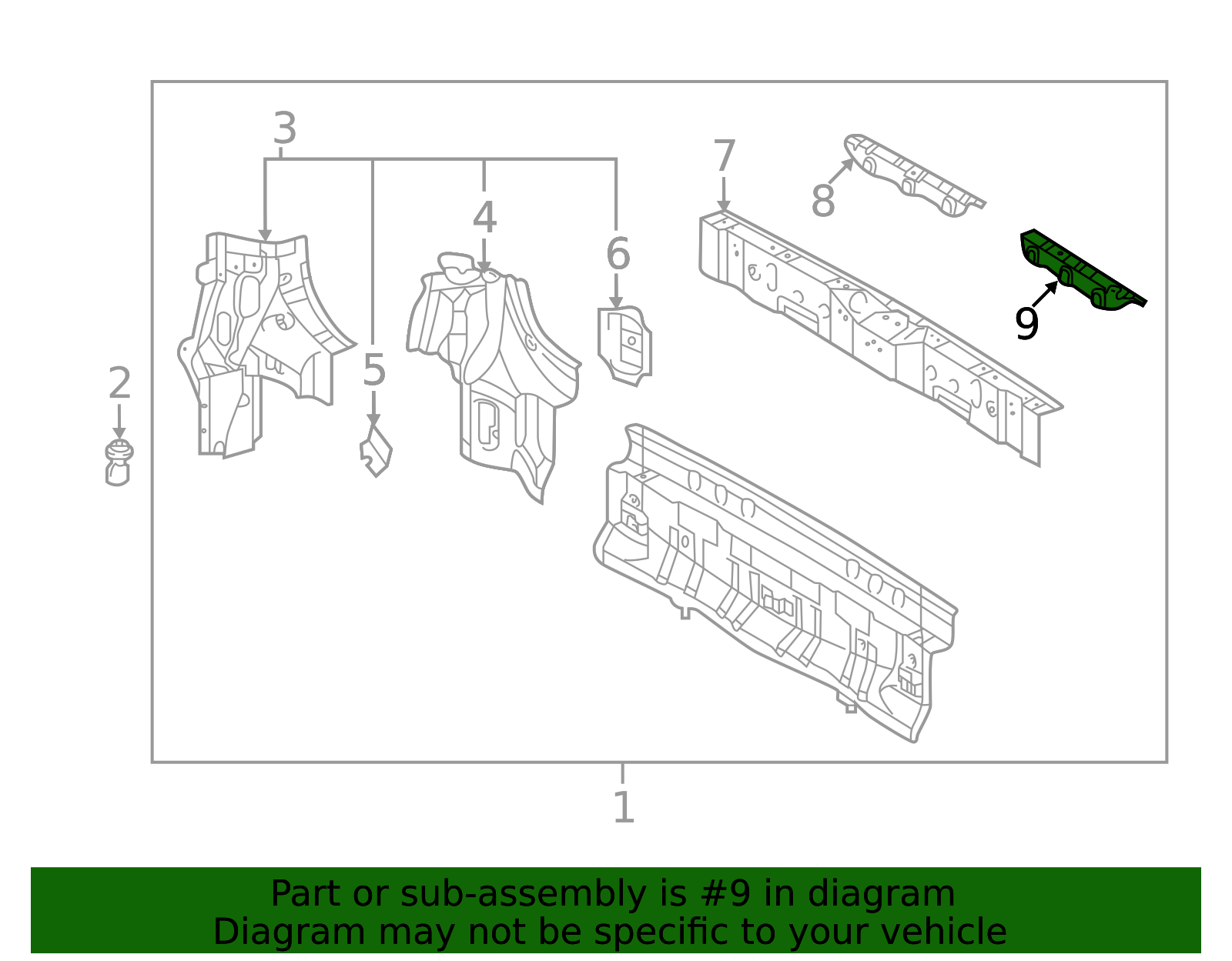 2011-2020 Toyota Sienna Bumper Cover Support Rail 58386-08010 | Toyota ...