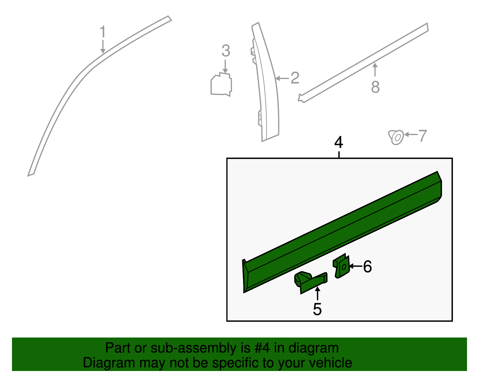 7P6-854-939-M-GRU - Lower Molding 2011-2017 Volkswagen Touareg ...