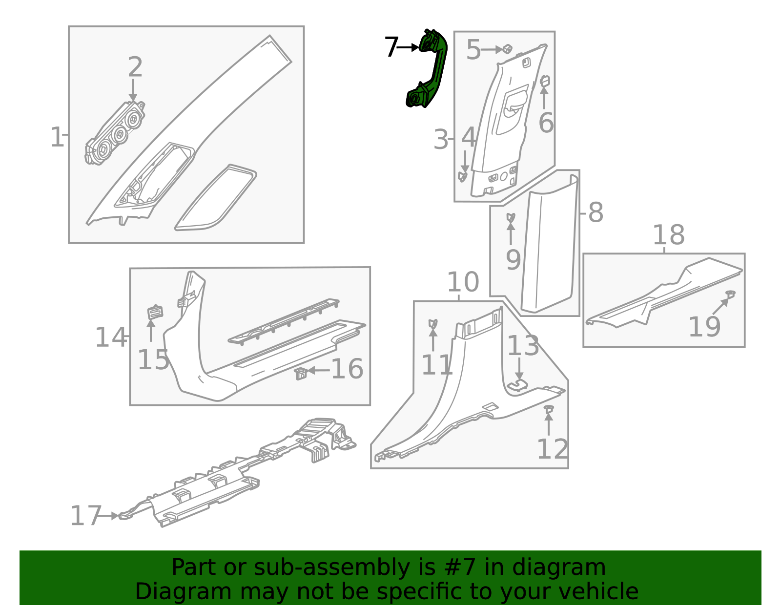2021-2025 Cadillac Jet Black Driver Side Center Pillar Assist Handle ...