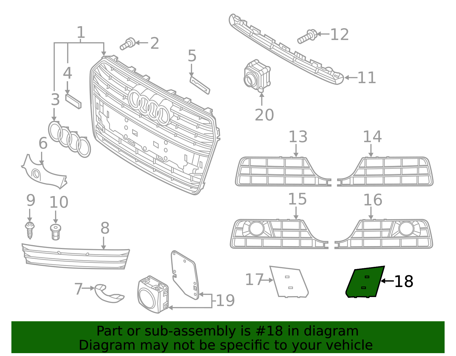 Audi Grille Cap ? OEM Part 4G8807151C9B9 | AutoNation Parts