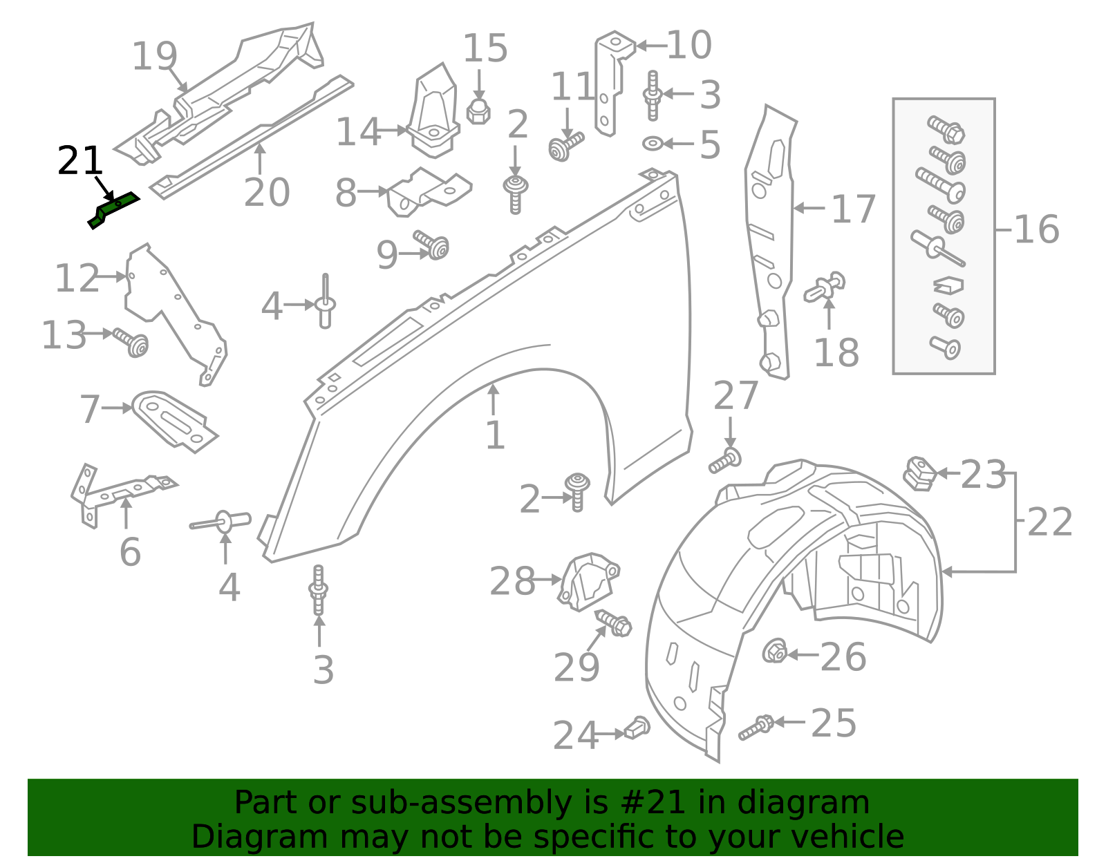 2018-2025 Audi Fender Ledge Cover 8W6-805-285-B-9B9 | Genuine Audi Parts