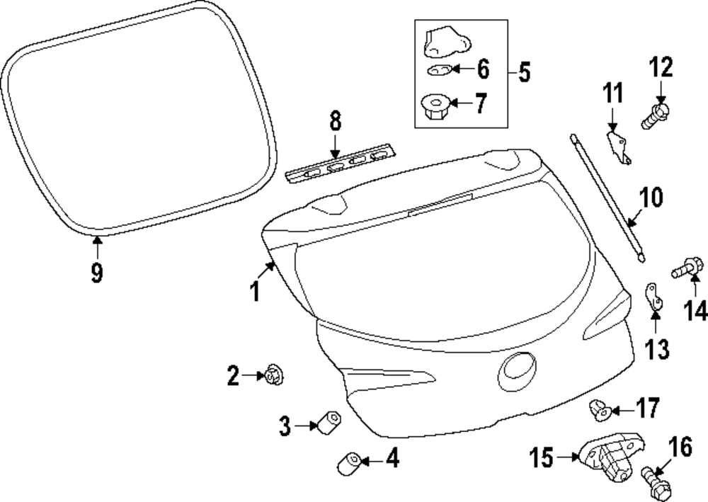 67005-12F60 - Lift-Gate - 2019-2025 Toyota | OEM Genuine Toyota Parts