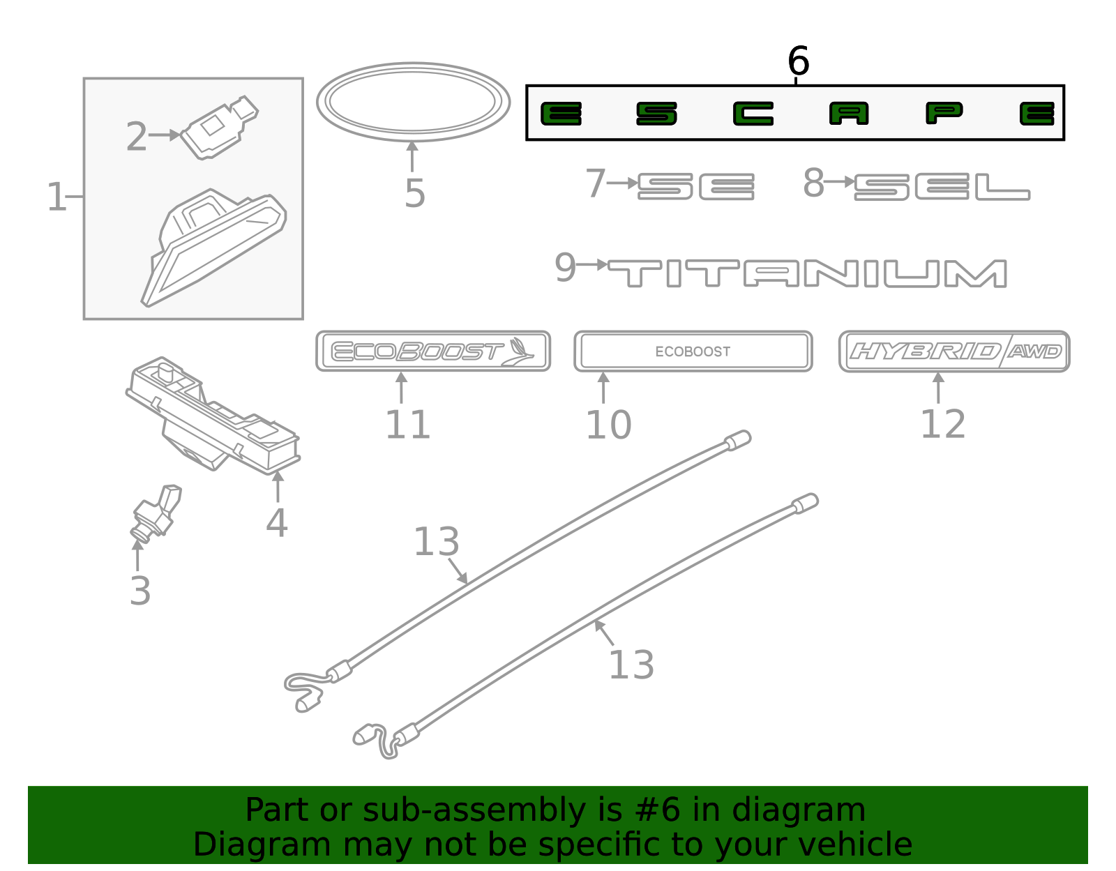 2021-2025 Ford Escape Nameplate lj6z8213e | TascaParts.com