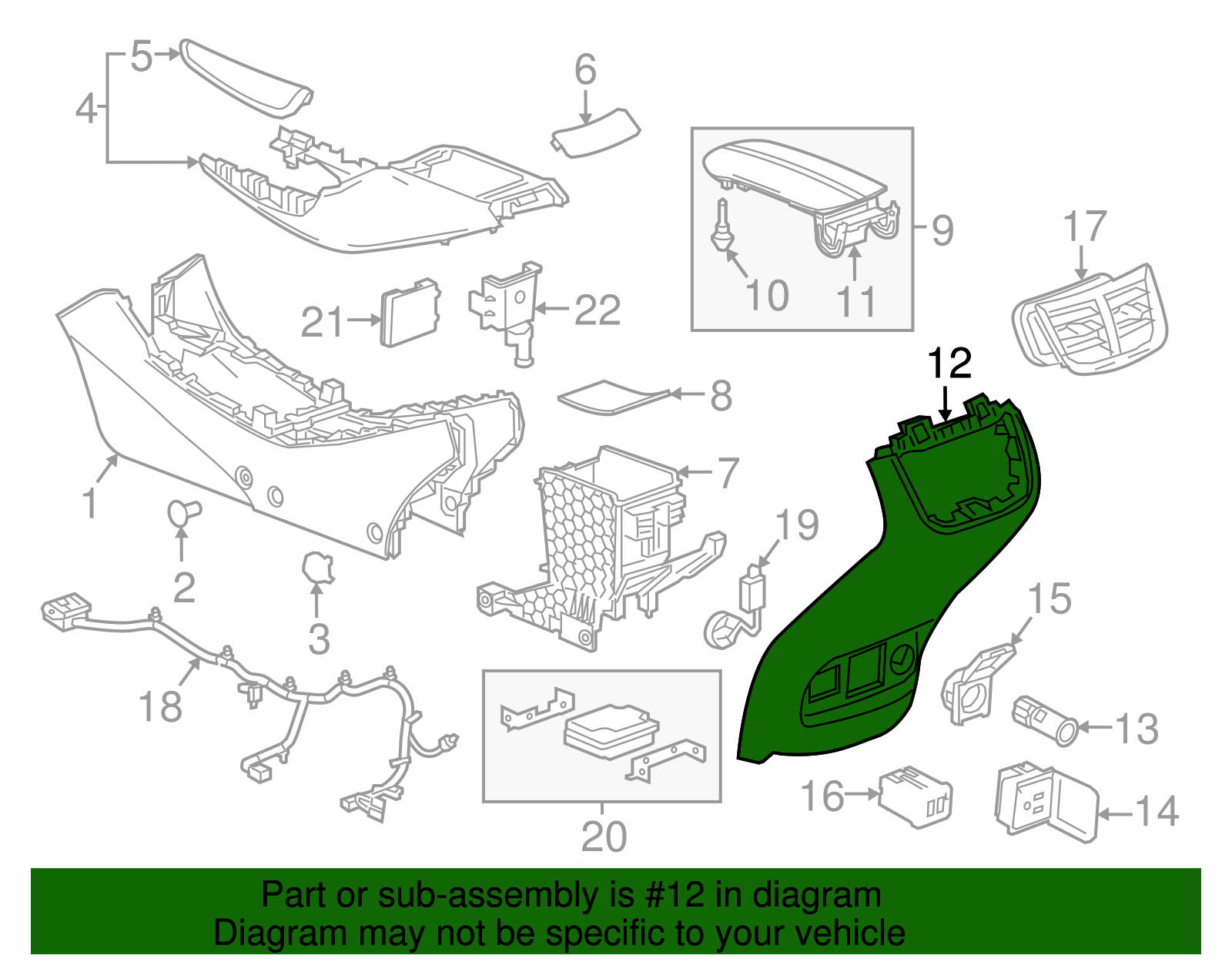 84138563 - 2020-2022 Chevrolet Malibu - Front Floor Console Rear Trim ...