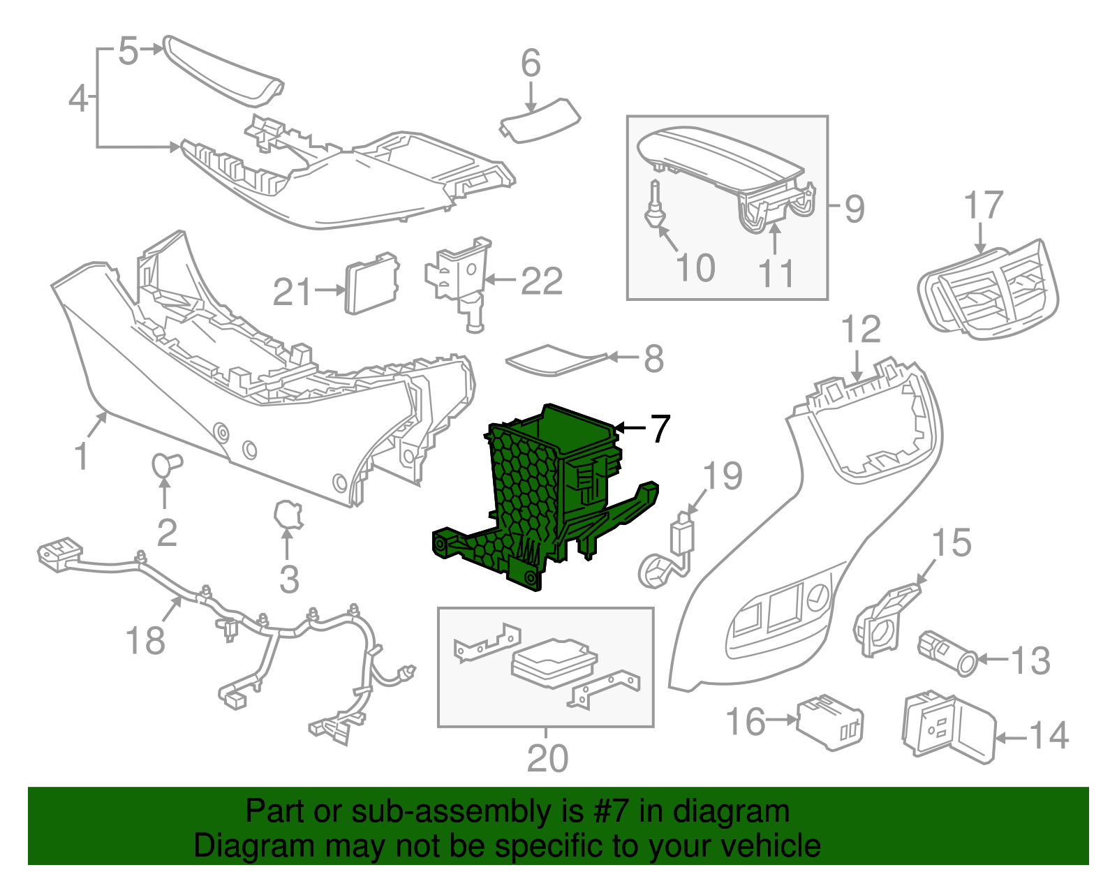 2016-2025 Chevrolet Malibu Black Front Floor Console Compartment ...