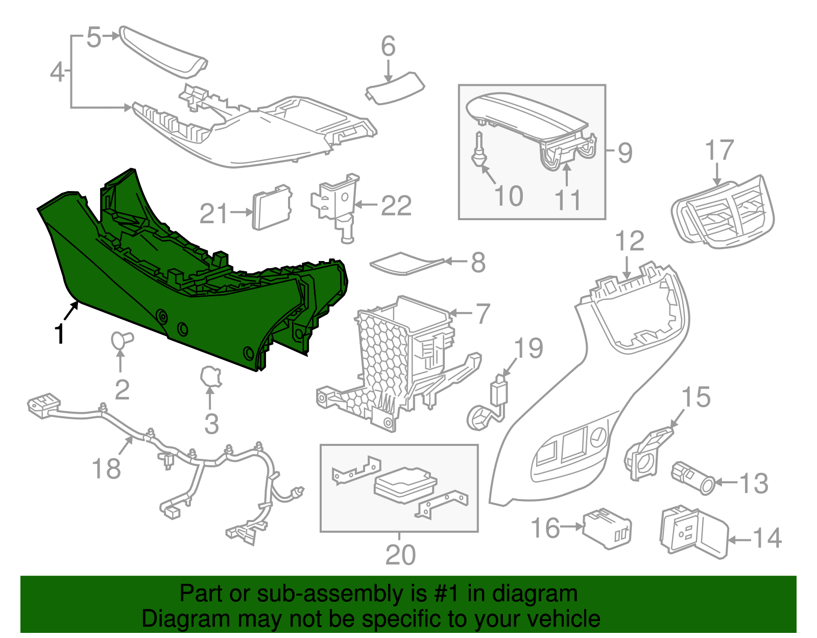 84139774 - 2016-2024 Chevrolet Malibu - Black Front Floor Console ...