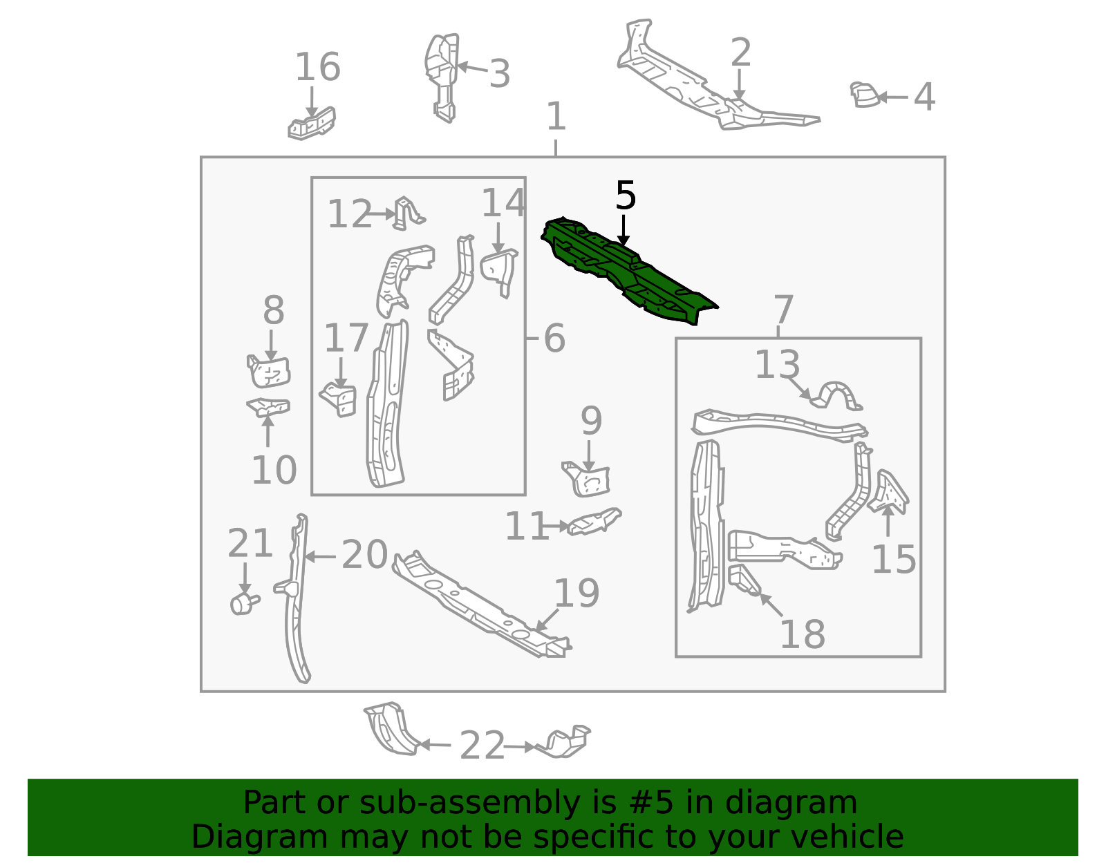 53216-48061 - Radiator Support Tie Bar 2012-2013 Toyota Highlander ...