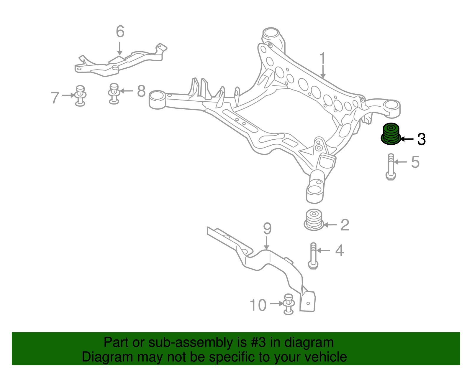 8R0-505-145-A - Suspension Cross-Member Rear Bushing 2008-2017 Audi ...