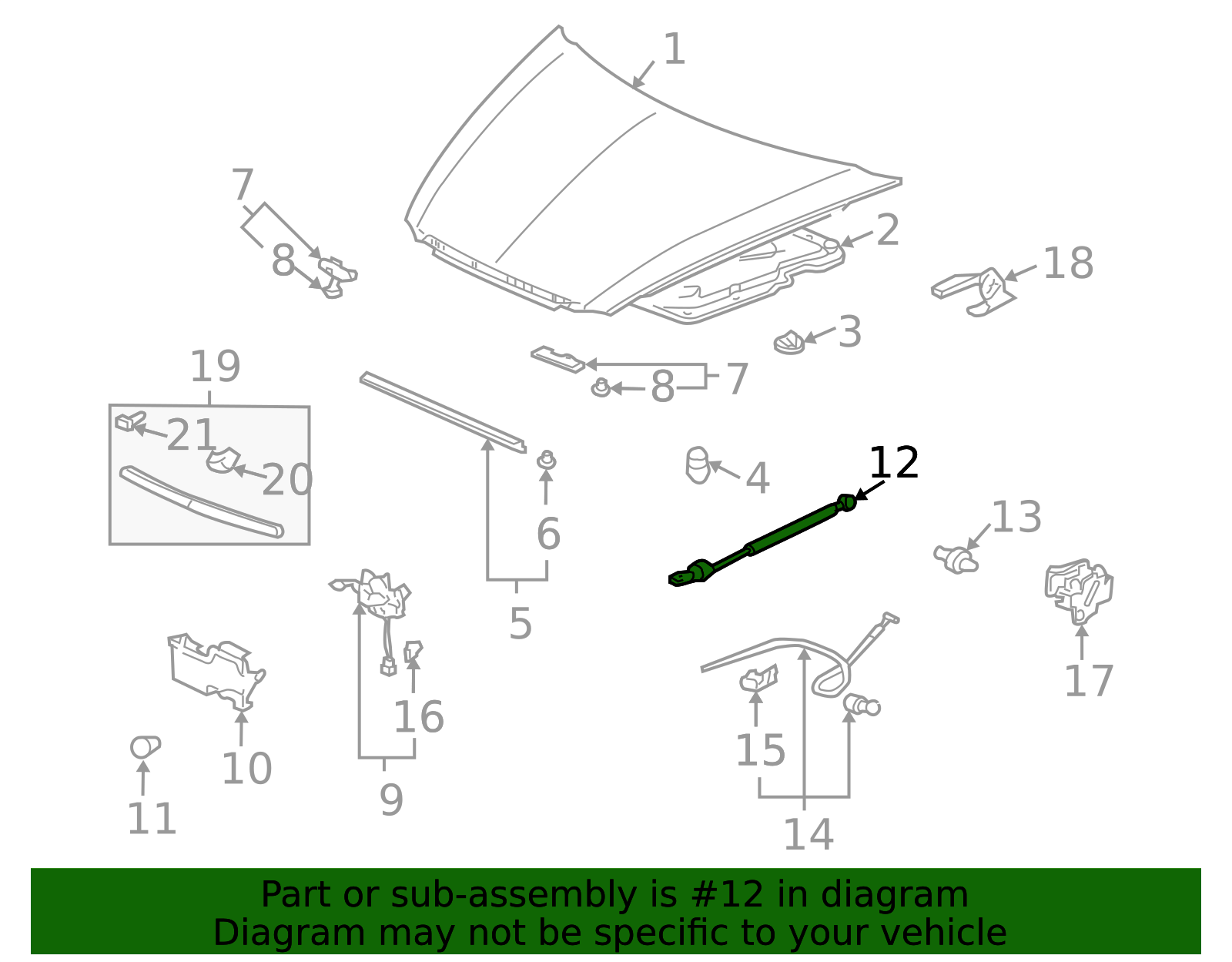Genuine OEM Acura - Support Cylinder Part# 74145-SEP-H01 | Acura Parts ...