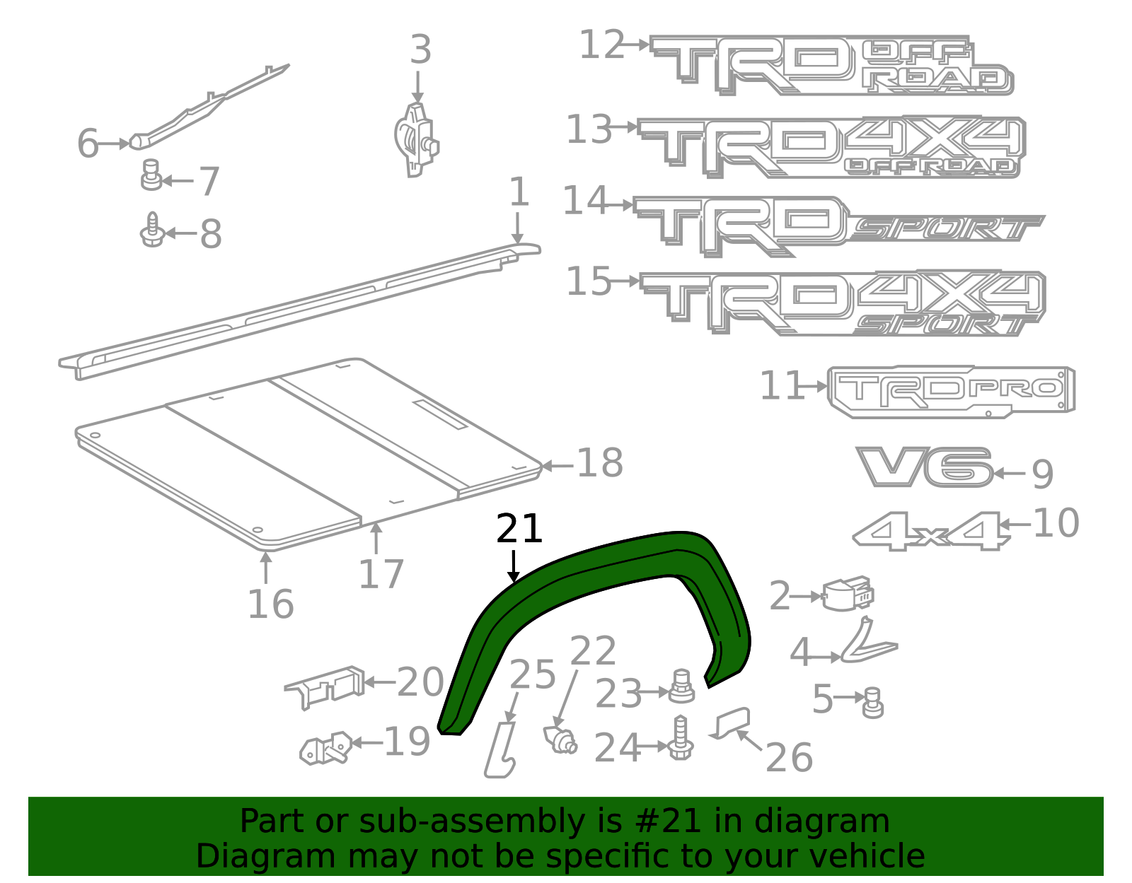 2016-2023 Toyota Tacoma Fender Flare (Left) 75874-04090 | OEM Parts Online