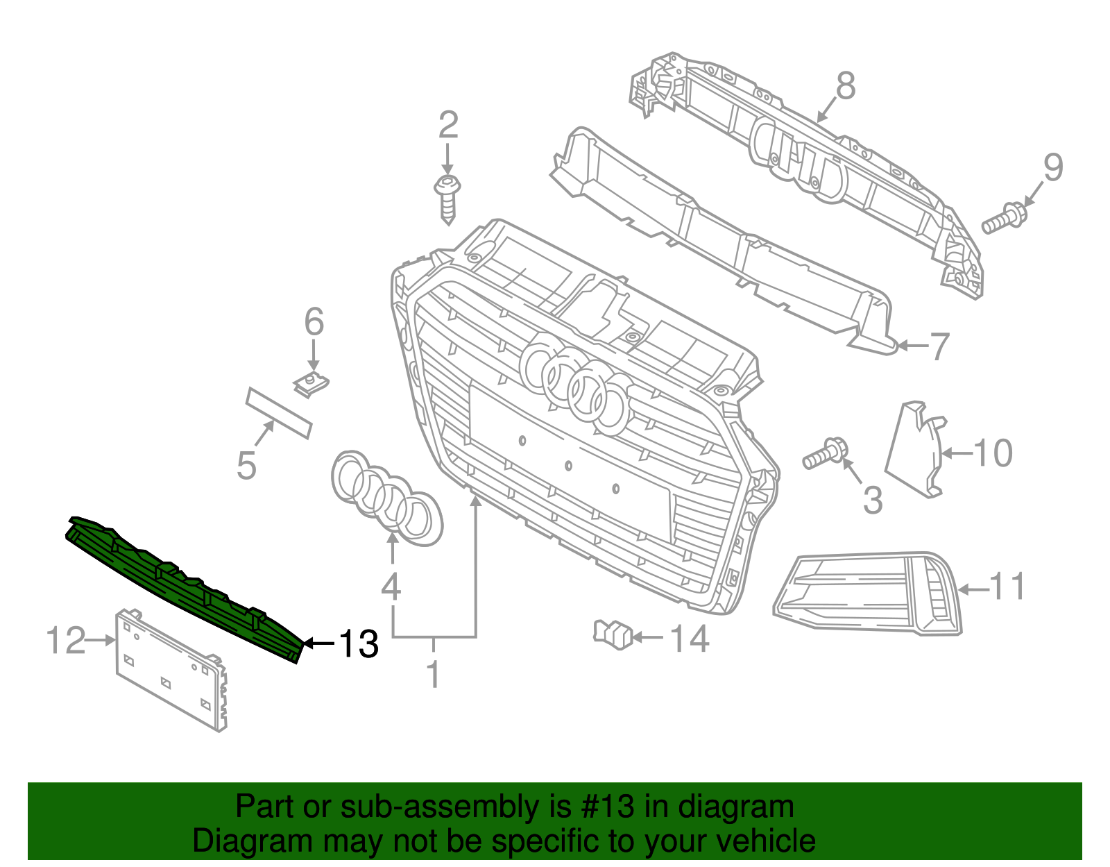 8V3-807-647-C-9B9 - Lower Grille 2017-2020 Audi | Audi OEM Parts Guy
