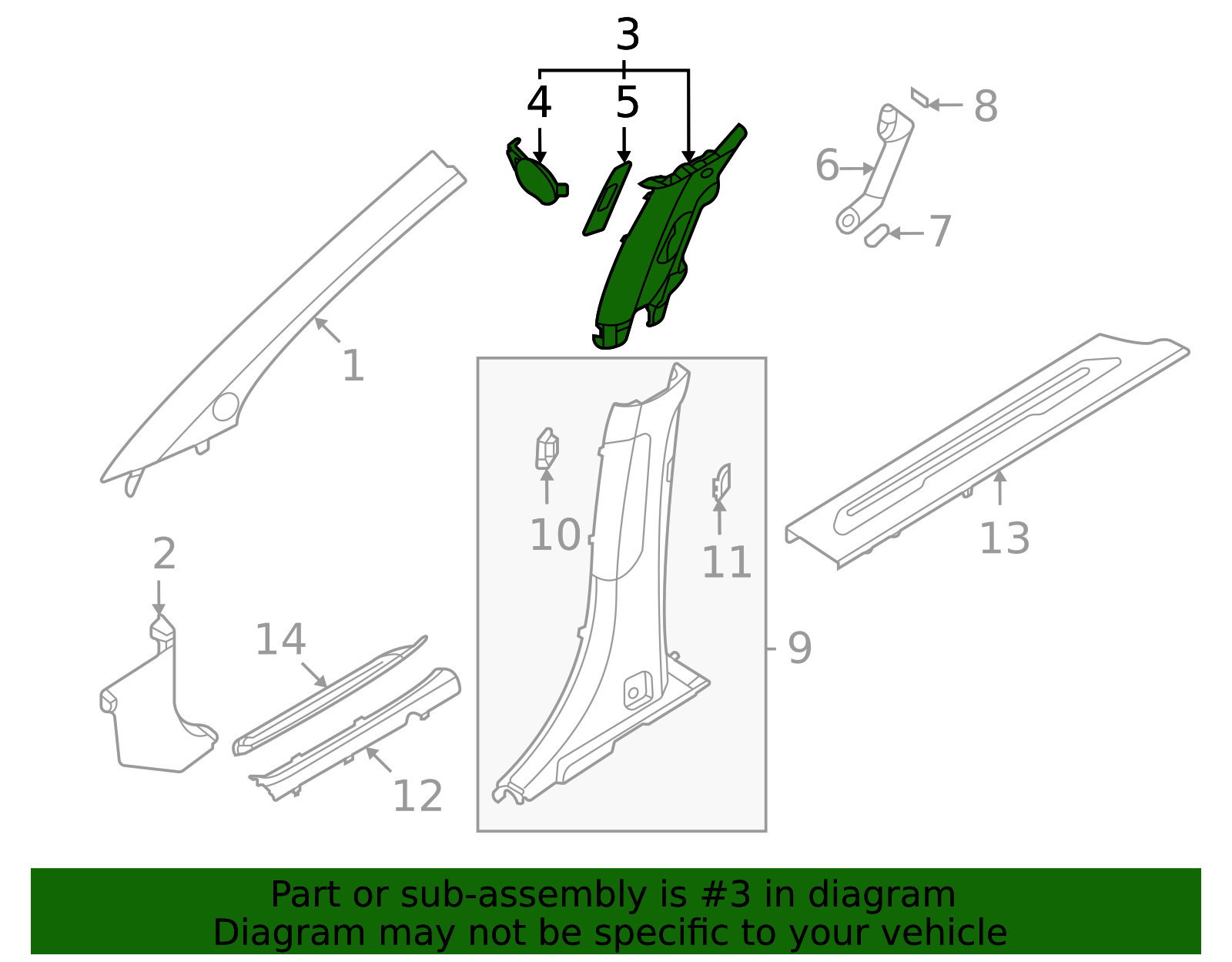 85830-R0500BSU - Upper Center Pillar Trim 2022-2025 Kia Carnival | Kia ...