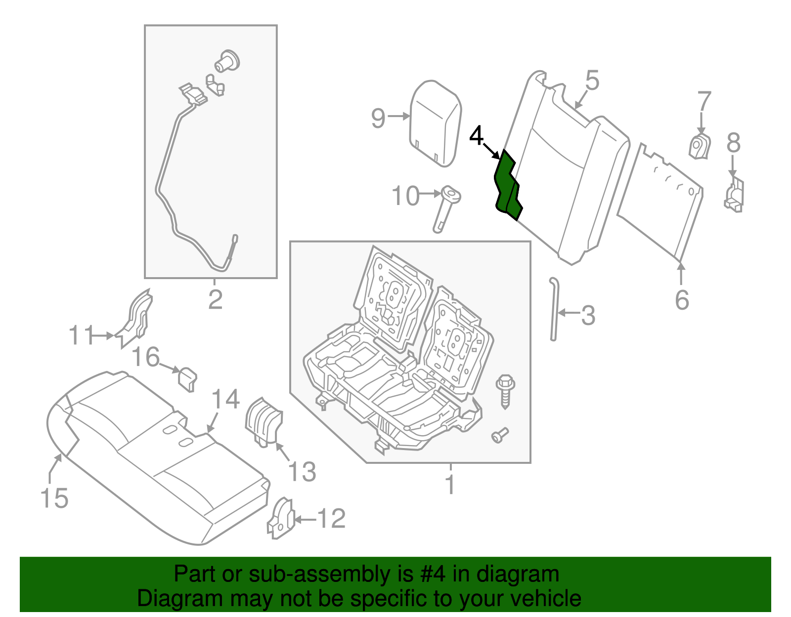 2013-2020 Nissan Pathfinder Seat Back Pad 89611-3JA0A | Nissan Parts ...