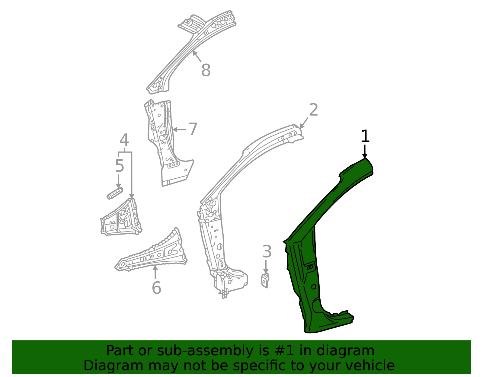 2021-2025 Toyota Sienna Outer Hinge Pillar 61113-08030 | Toyota Parts ...