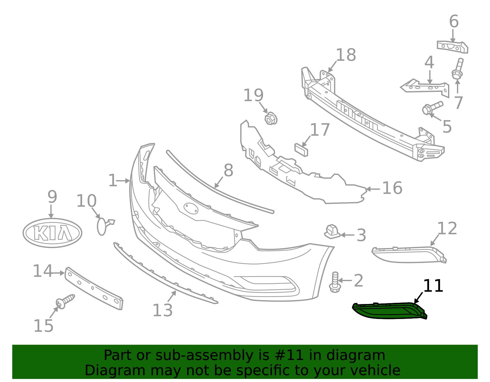 2014-2016 Kia OEM NEW 2014-16 Kia Grille-Front Bumper Side Left Fog ...
