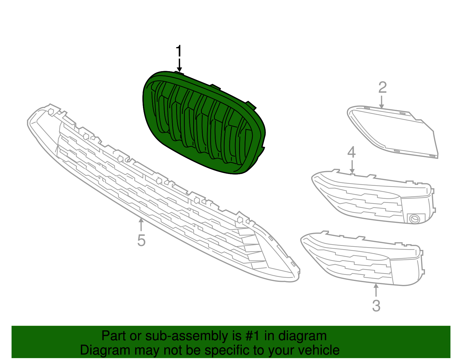 2016-2019 BMW X1 | Upper Grille | 51137354824 | BMW OEM Parts Store