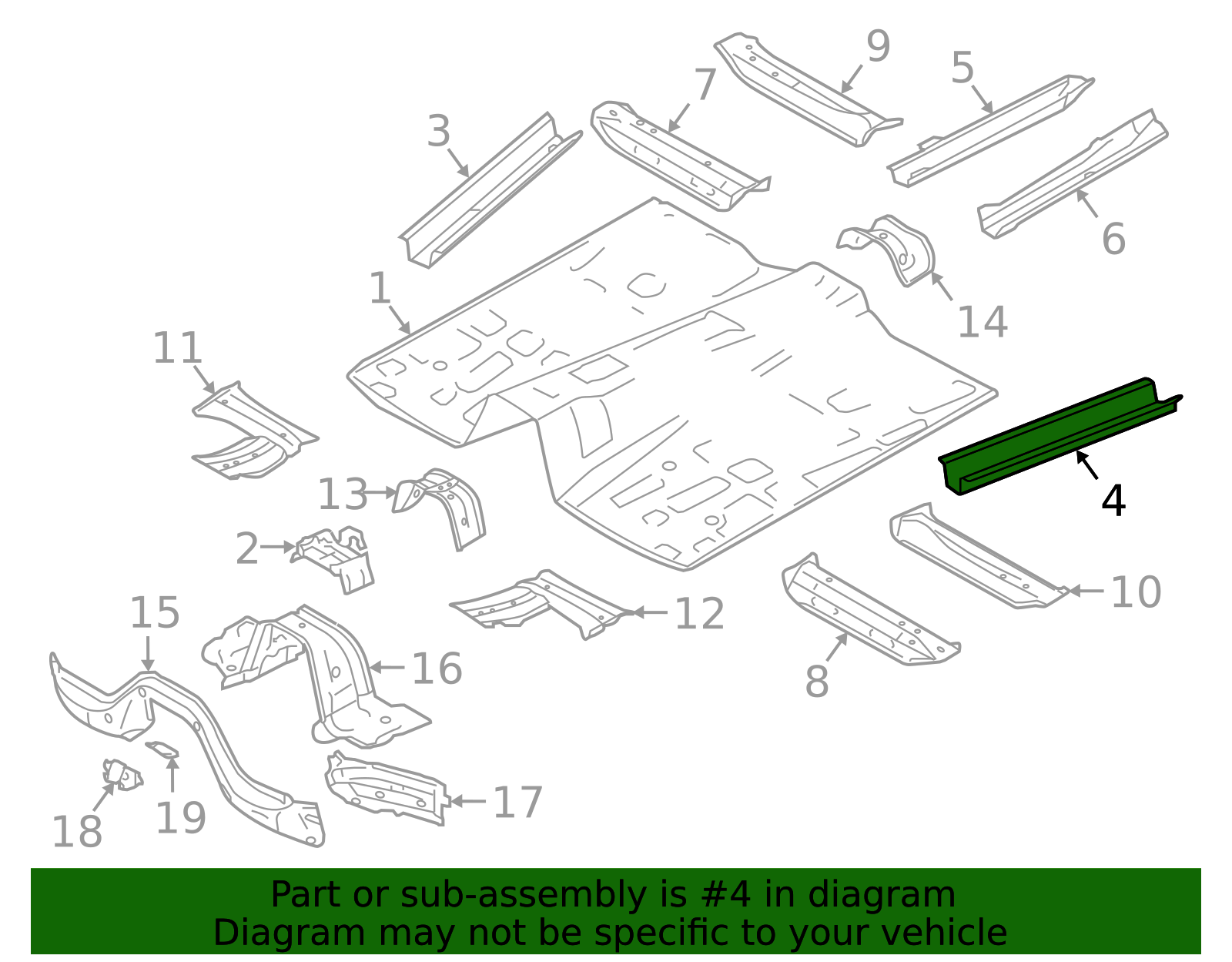 2019-2025 Subaru Ascent Front Rail 52150XC11A9P | Subaru Parts Guys