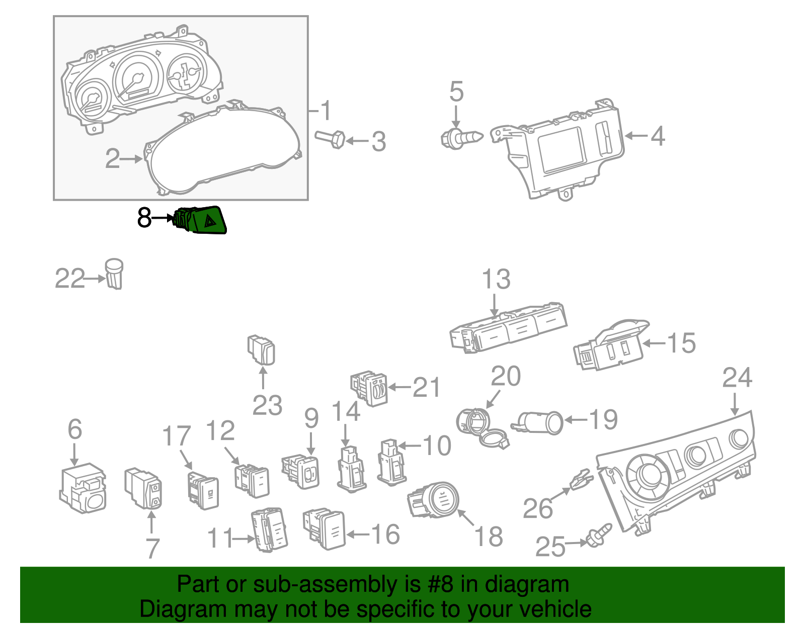 84332-08031-E0 - High-Quality Hazard Warning Switch for 2011-2015 ...