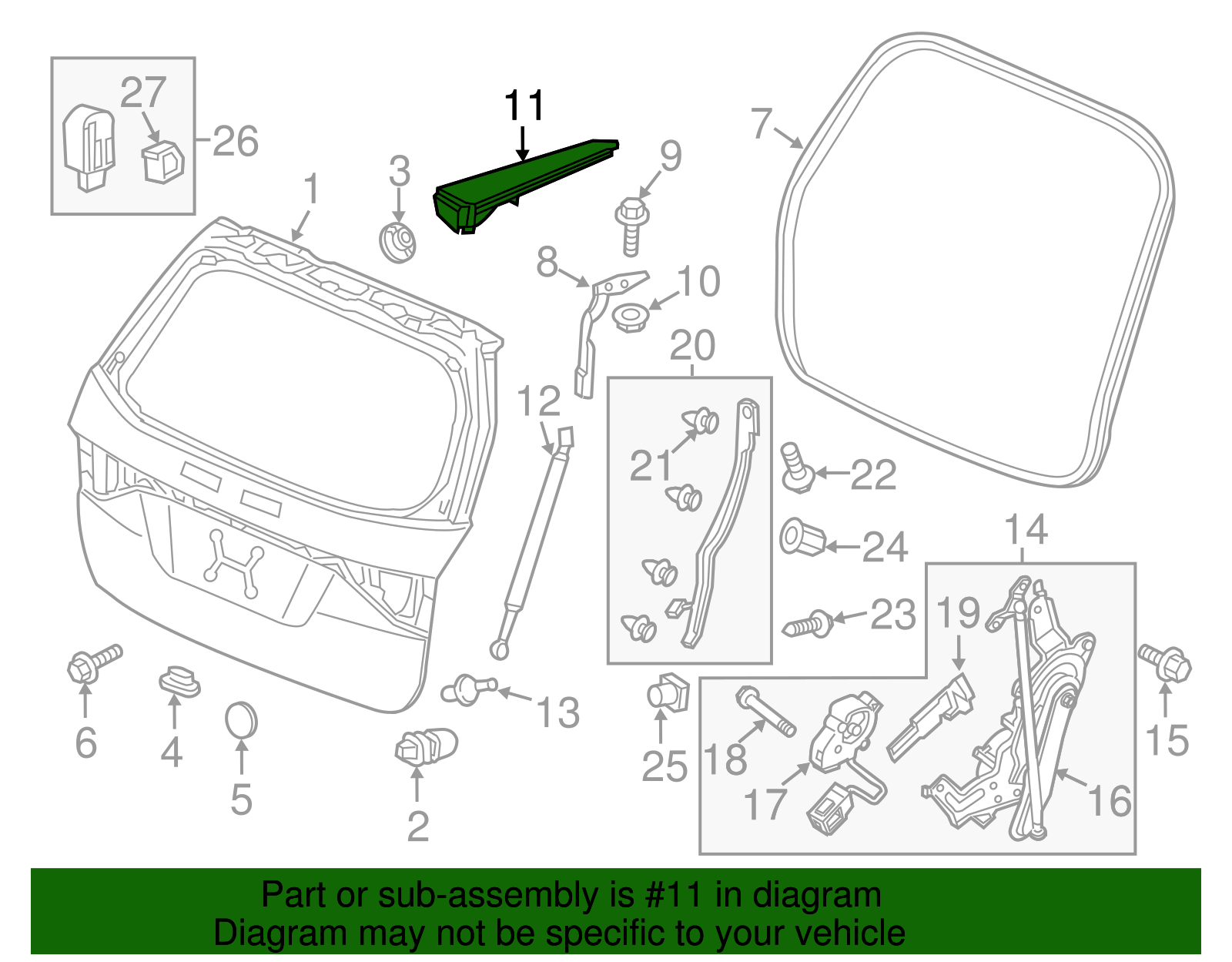74835-TK8-A00 - 2011-2017 Honda Odyssey - Cover R Tailgate Hinge ...