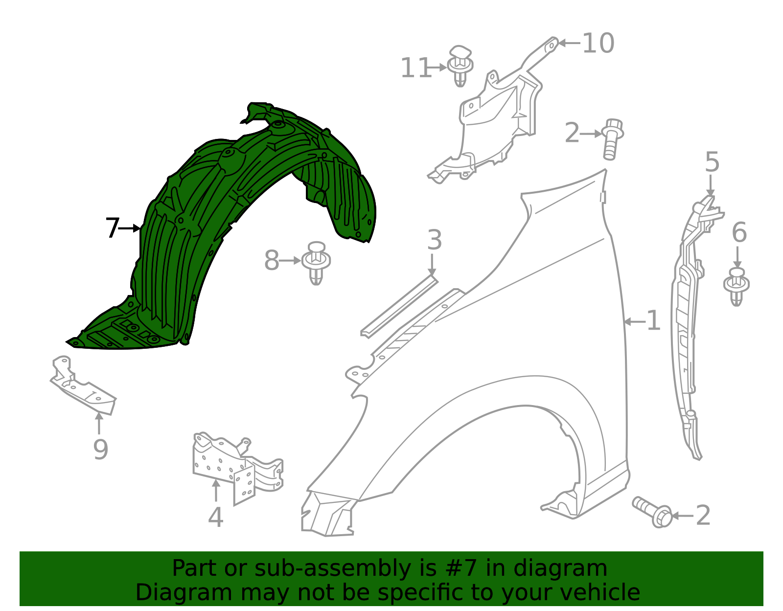 2016-2020 Toyota Fender Liner - DRIVERS SIDE 53876-WB001 | Toyota Parts ...