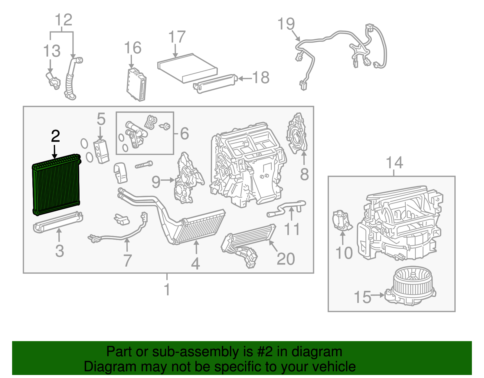 Genuine Toyota Evaporator Core part# 88501-60421 for 2010-2021 Toyota ...