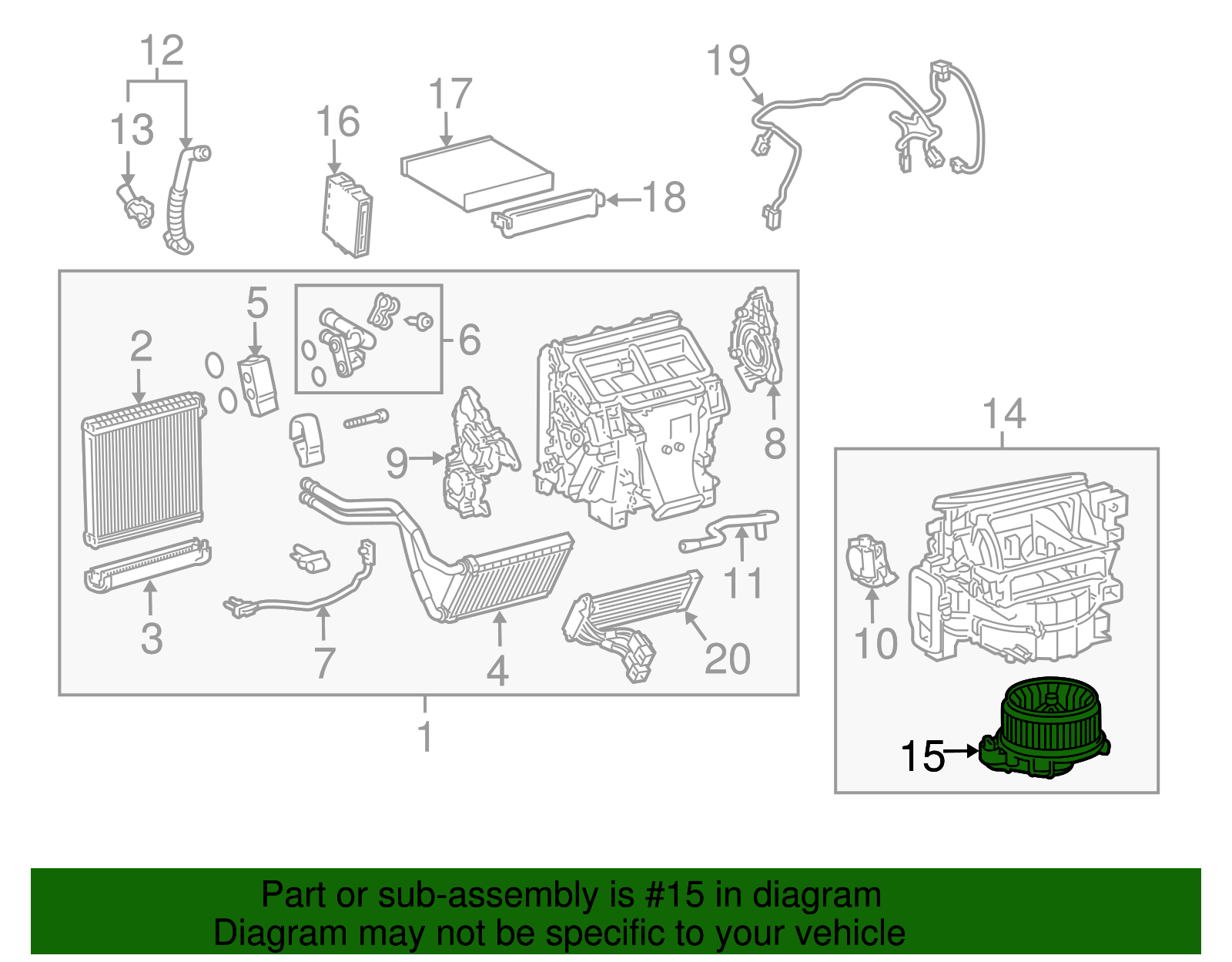 87103-60400 - Motor Sub-Assembly, Blower With Fan 2010-2024 Toyota ...