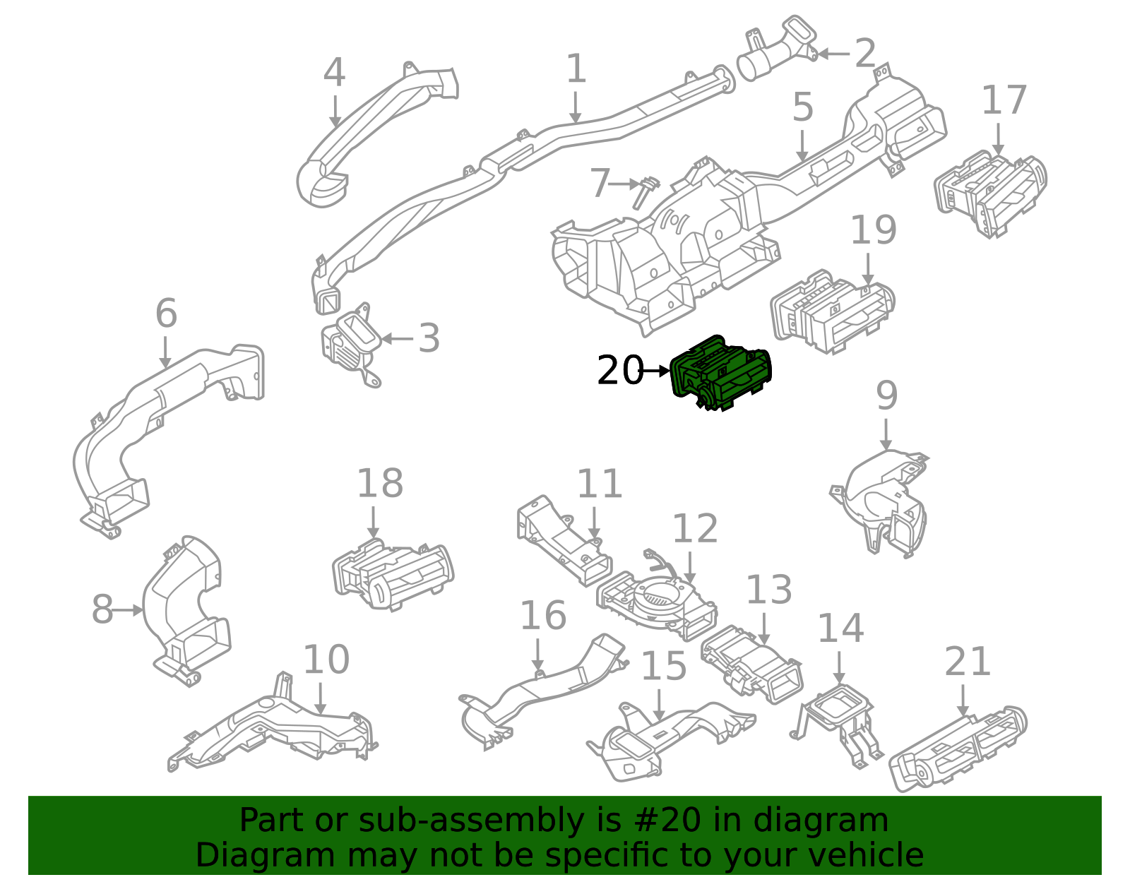 2020-2025 Lincoln Aviator | Vent Louver | LC5Z-19893-AC | Walls' Ford Parts