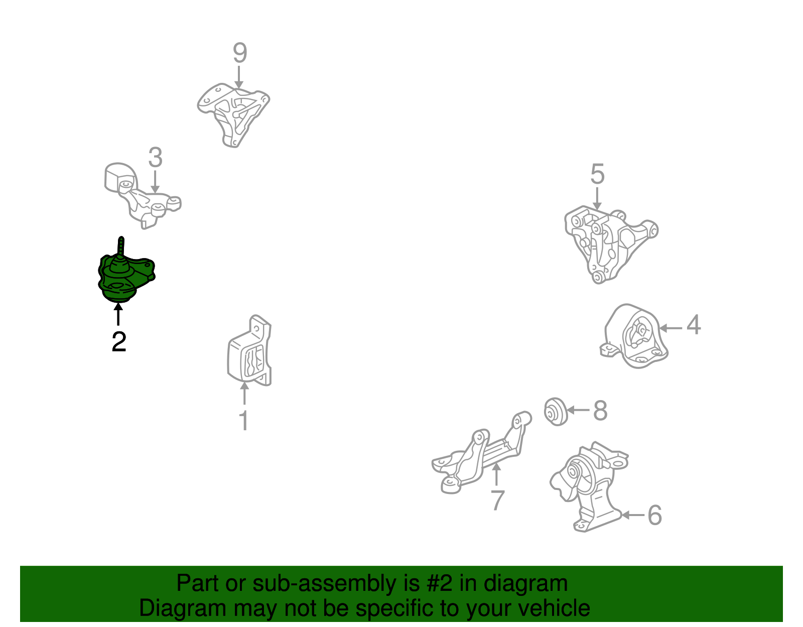50821-SCV-A03 - 2007-2011 Honda Element - Rubber Engine Side Mounting ...