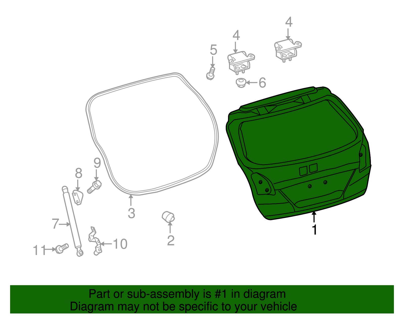 67005-0T071 - Lift Gate - 2009-2015 Toyota Venza | OEM Genuine Toyota Parts