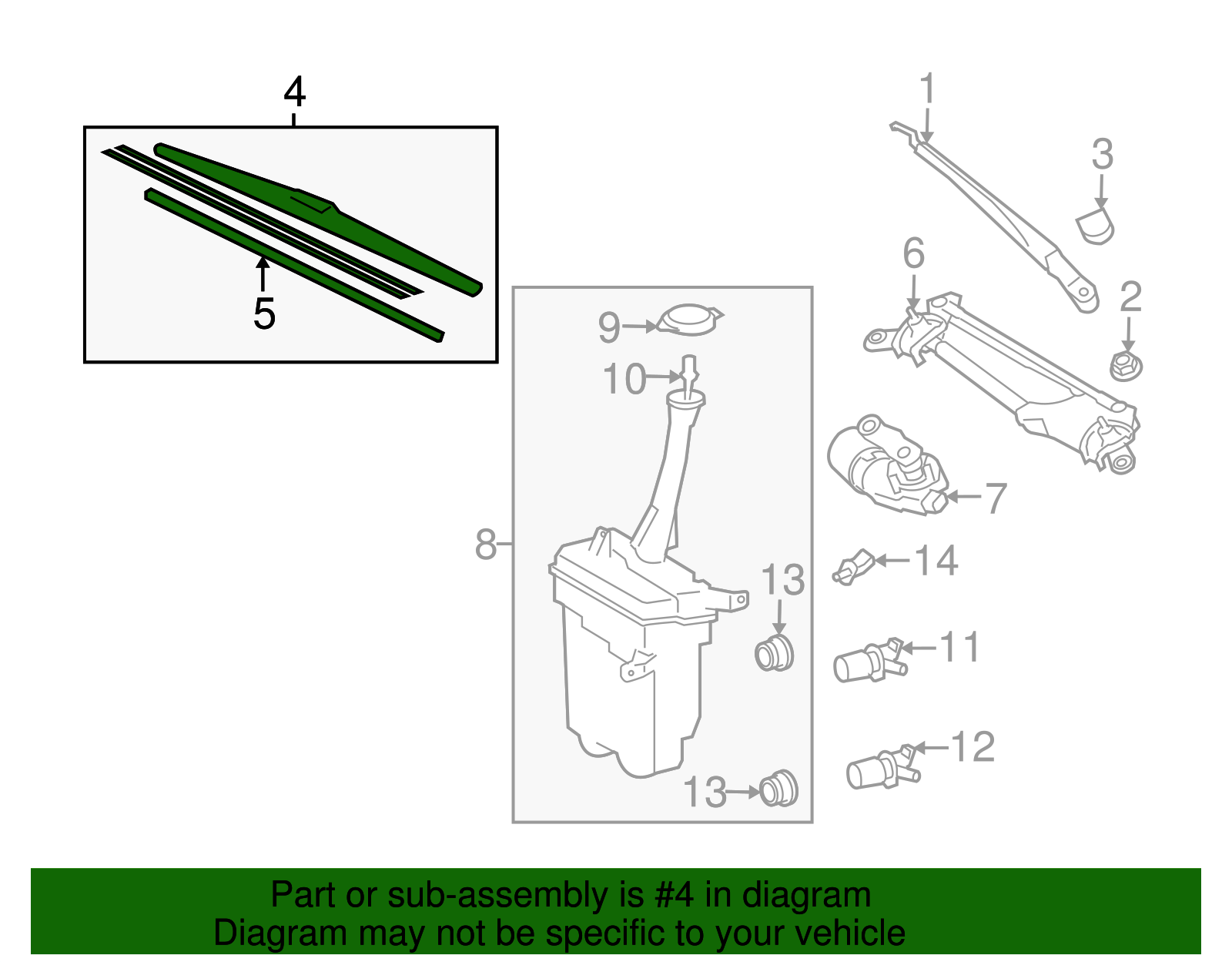 Genuine Toyota Wiper Blade part# 85212-42120 for 2009-2013 Toyota ...