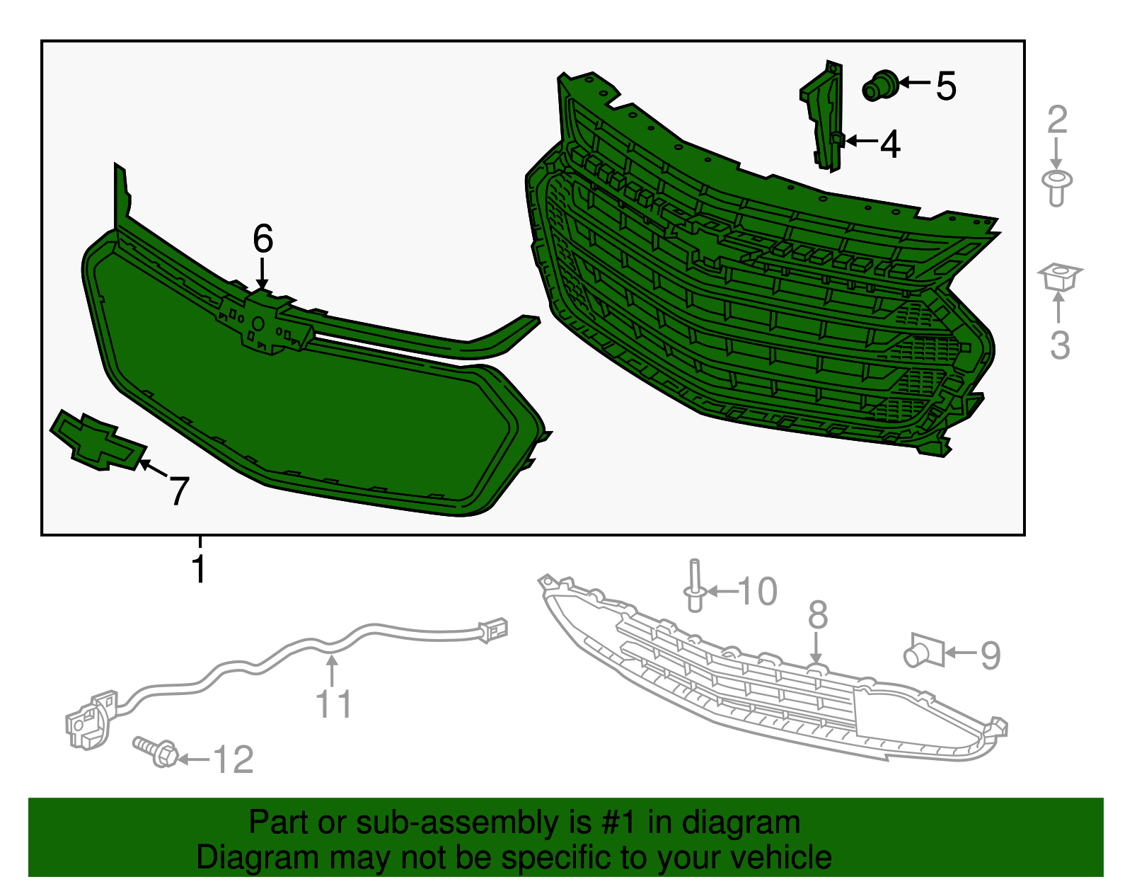 2018-2021 Chevrolet Traverse Grille Assembly 84924278 | TascaParts.com