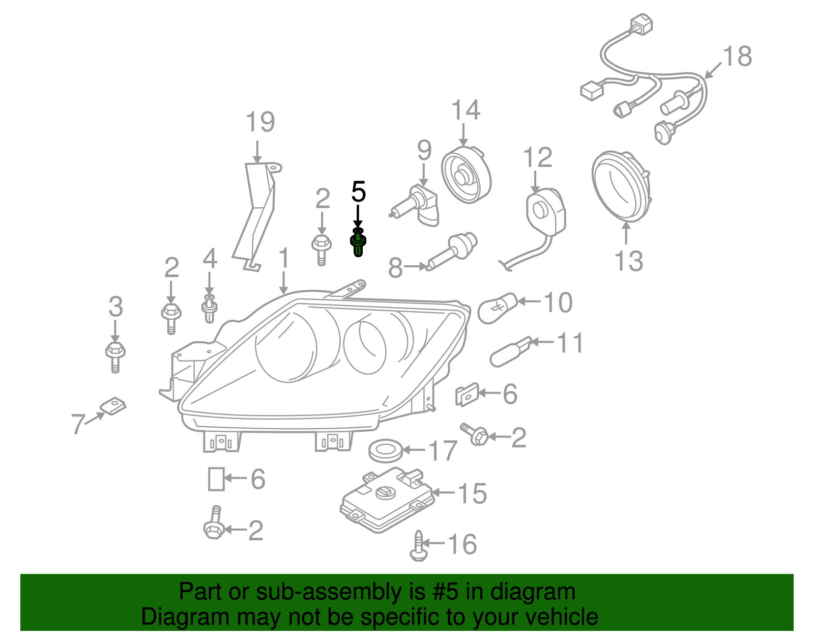 2000-2012 Mazda OEM NEW 00-12 Mazda 3 CX7 Headlamp Assembly Rivet Push ...